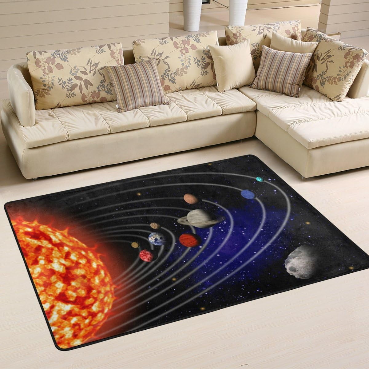 GZHJMY Outer Space Area Rug 4'x6', Solar System Polyester Area Rug Mat ...