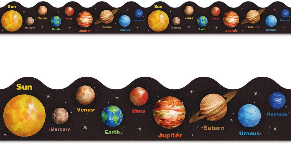 GZHJMY Outer Space Bulletin Board Border Solar System Planet Trimmer ...