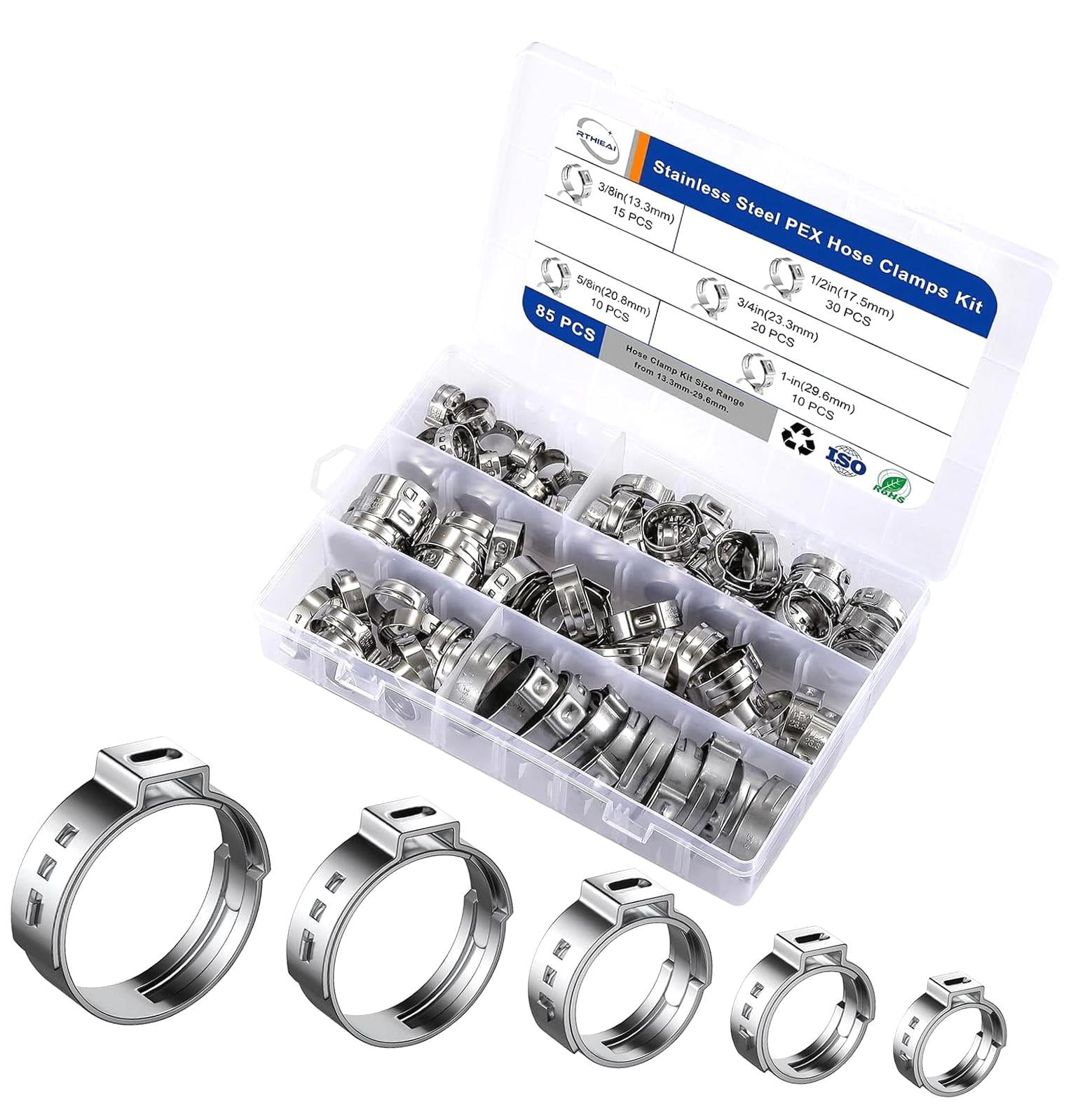 GZHJMY PEX Cinch Clamp Collection (85 pieces), 5 Varieties in 3/8", 1/2 ...