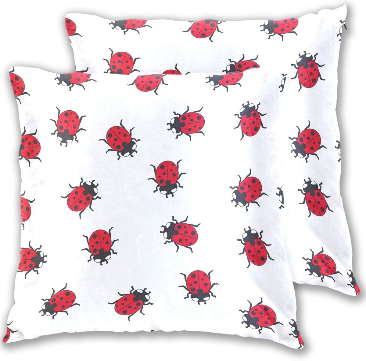 GZHJMY Pack of 2 Velvet Throw Pillow Covers Cute Red Ladybugs Animal ...