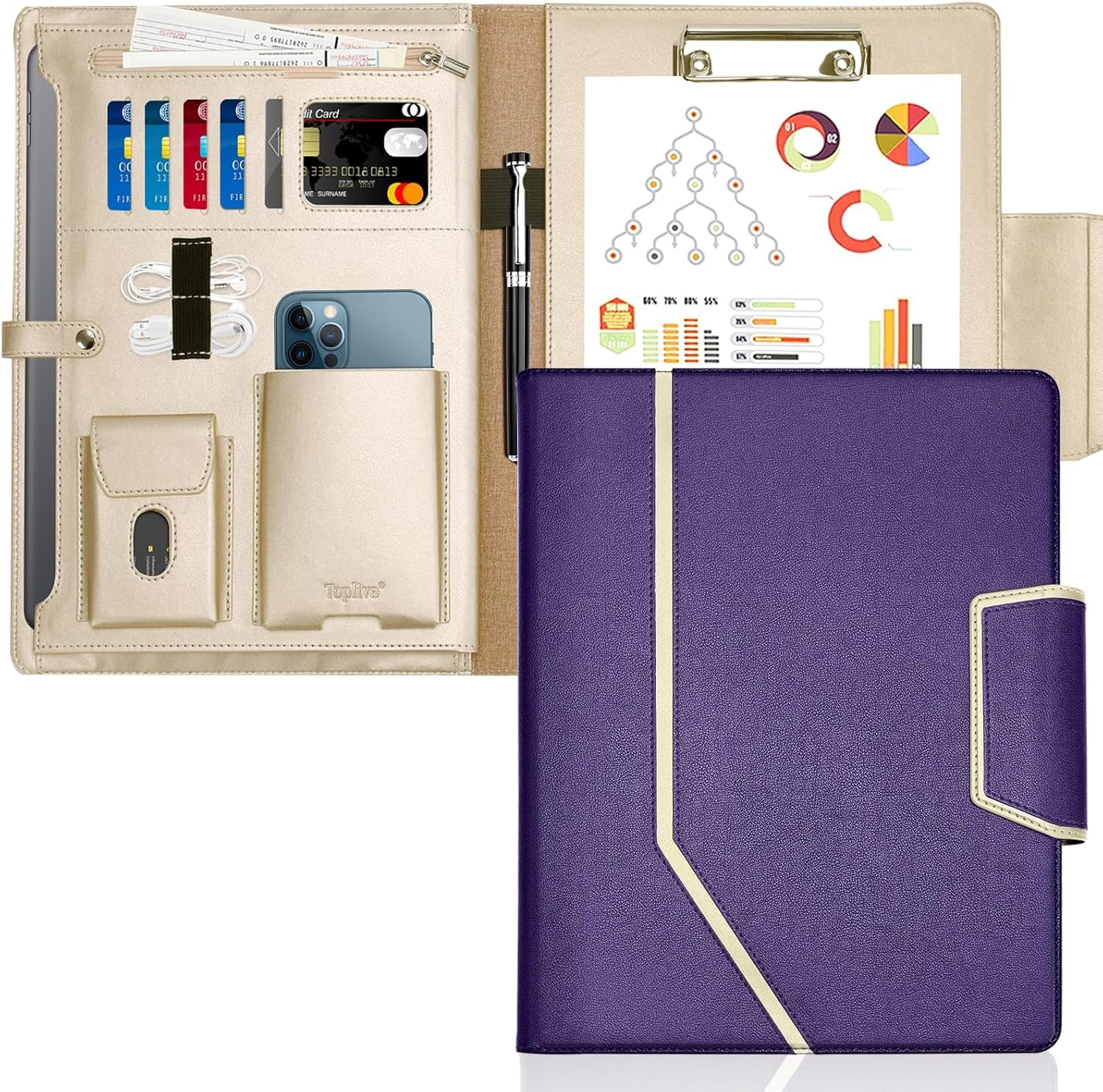 GZHJMY Padfolio Portfolio Case, Conference Folder Executive Business ...