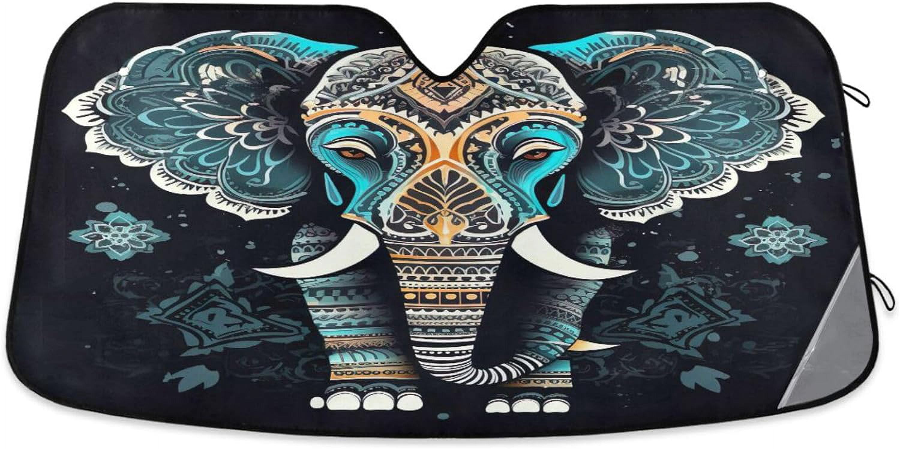 GZHJMY Paisley Elephant Car Windshield Sun Shade Foldable Sun Shield ...