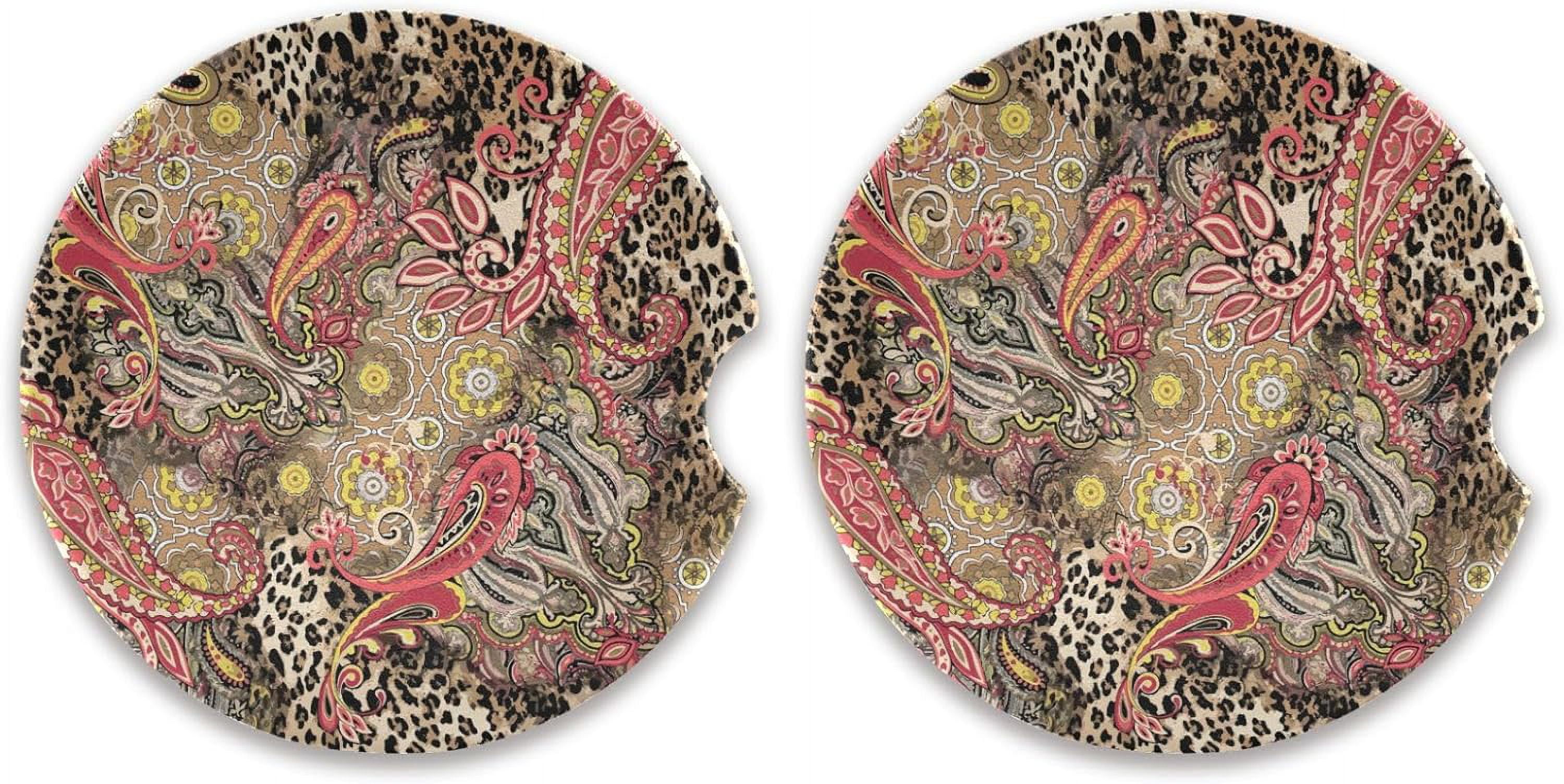 GZHJMY Paisley Leopard Print Car Cup Holder Coaster Anti Slip Car ...