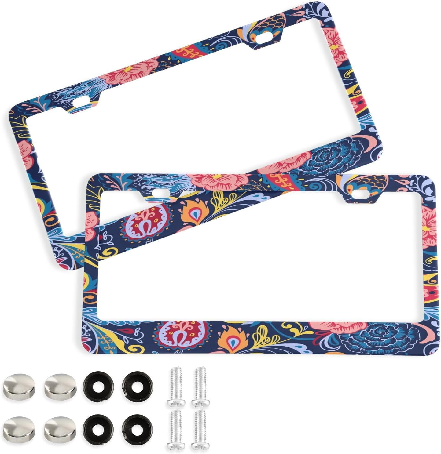 GZHJMY Paisley License Plate Frames Set of 2, Universal Aluminum ...
