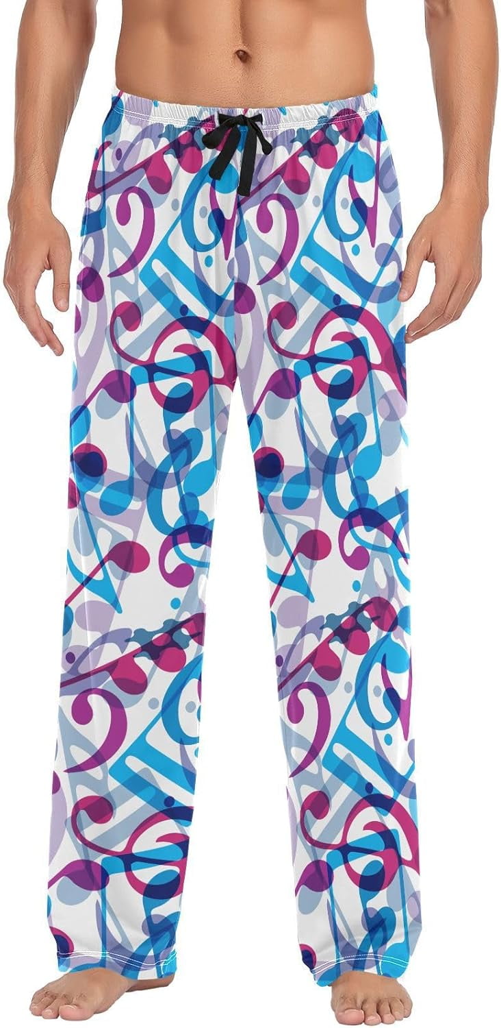 GZHJMY Pajama Pants for Men - Art Music Notes, Loose Lightweight PJs ...