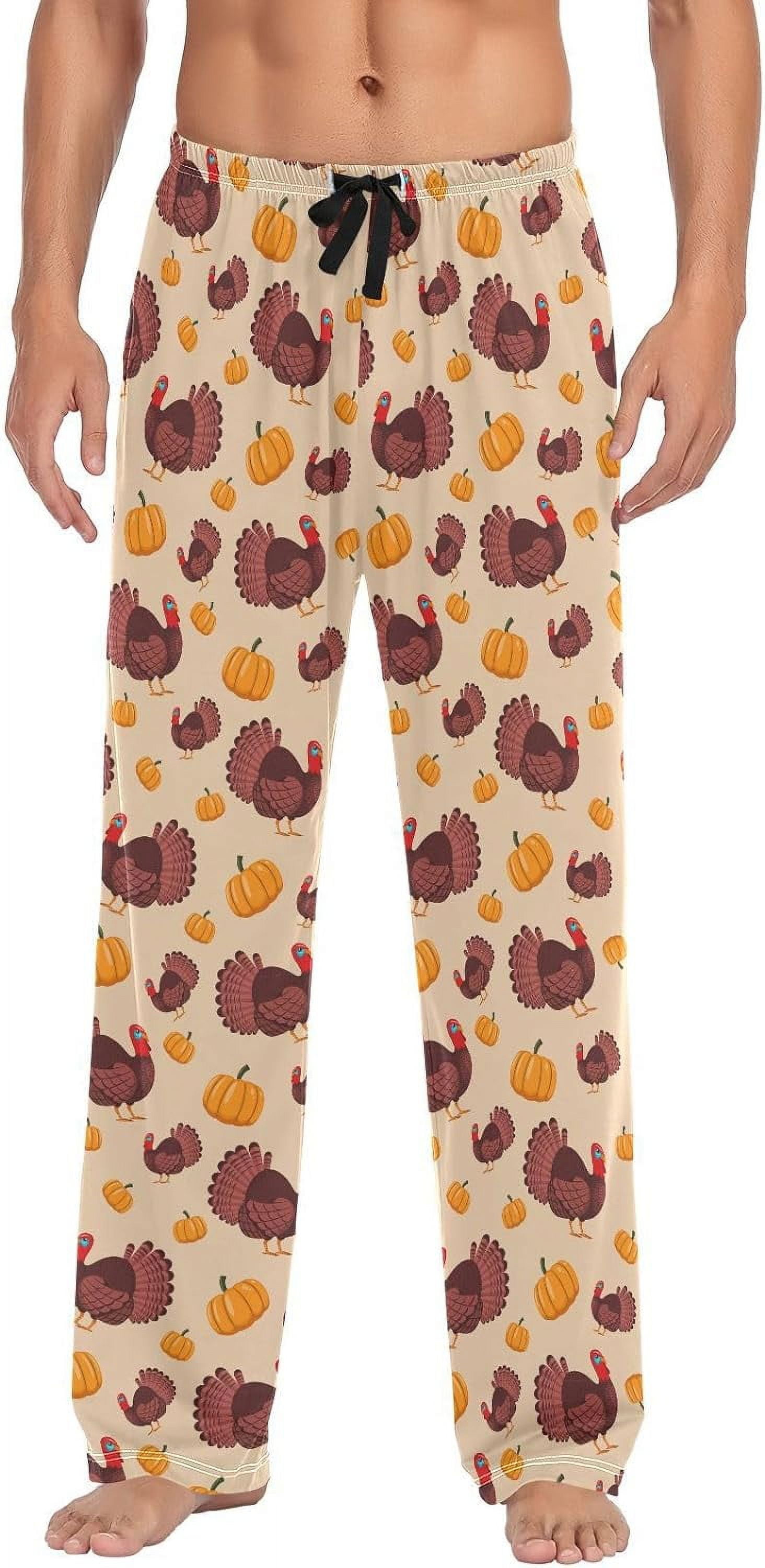 GZHJMY Pajama Pants Mens Turkey Bird Pumpkin Thanksgiving Sleep Lounge ...