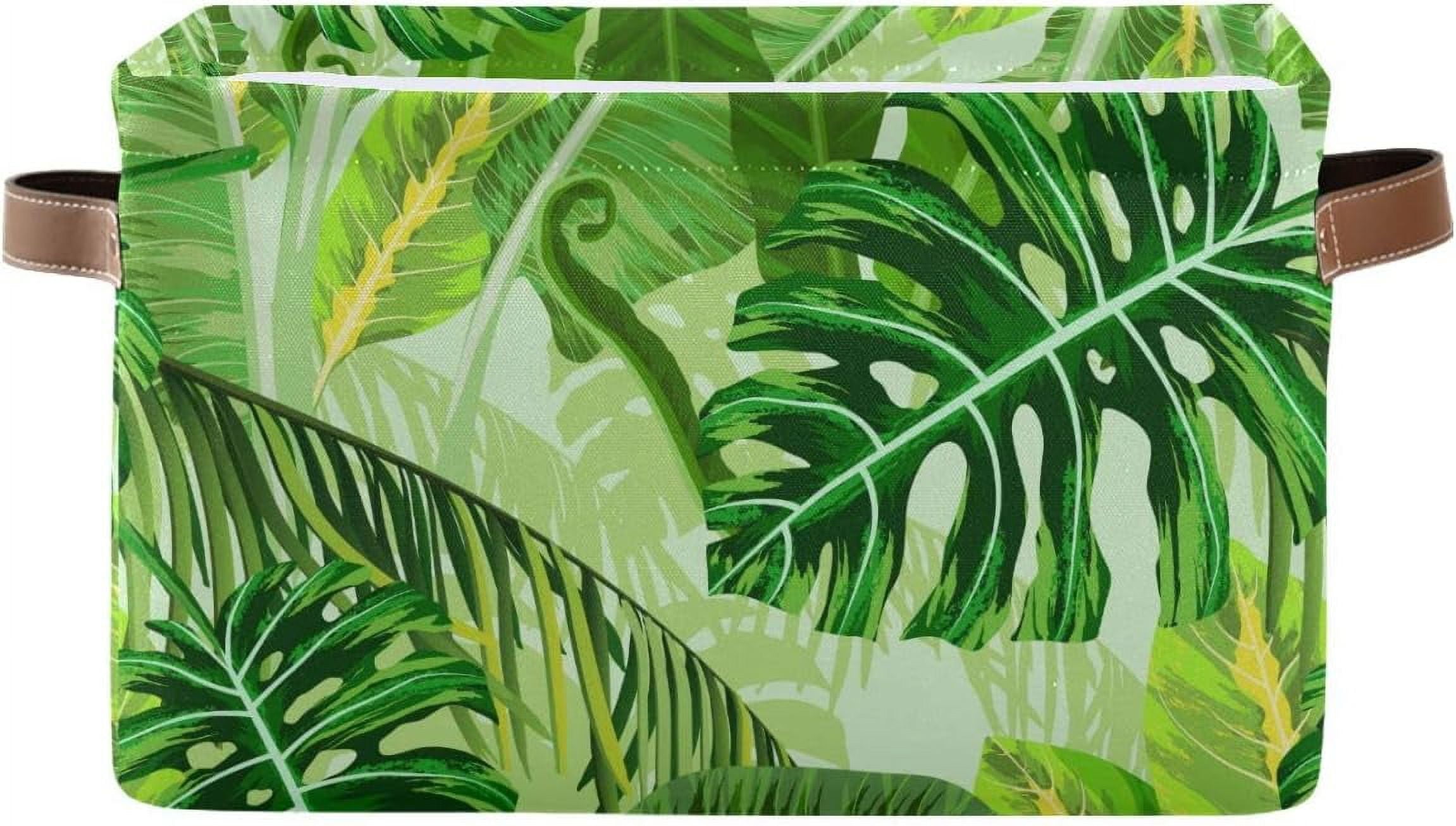 GZHJMY Palm Leaves Banana Leaf Tropical Plant Square Storage Basket ...