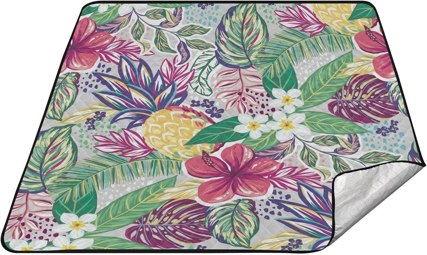 GZHJMY Palm Pineapple Large Picnic & Outdoor Beach Blanket, Waterproof ...