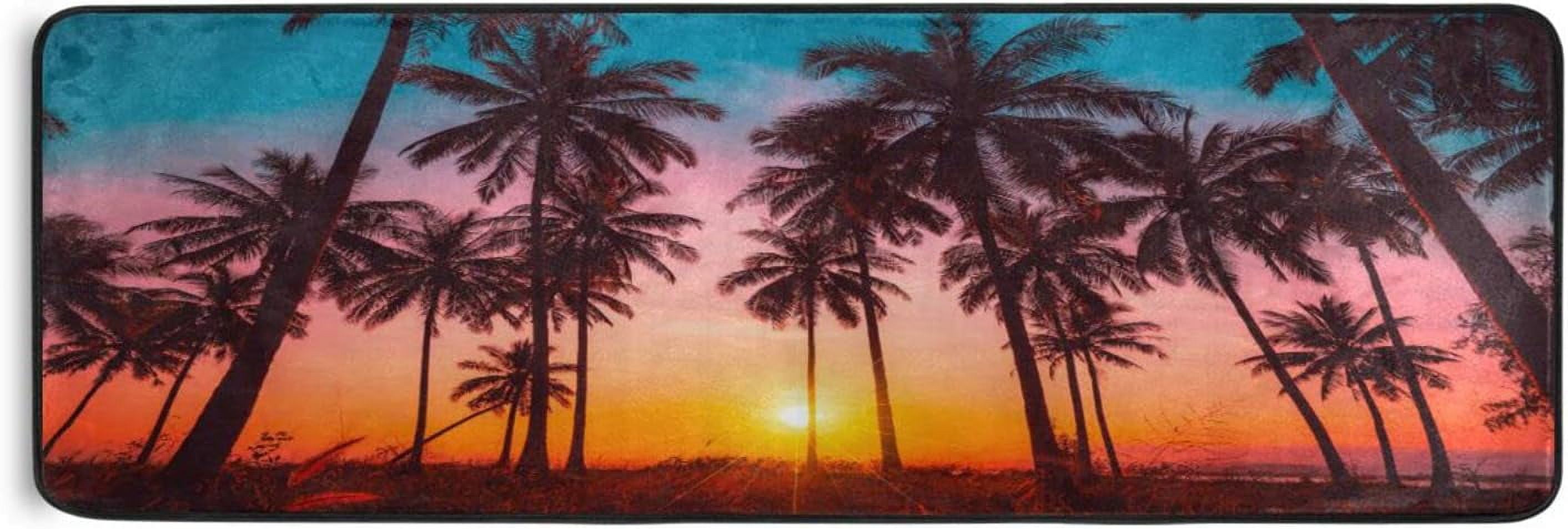 GZHJMY Palm Tree Area Rug - 2' x 6' Washable Runner Rugs with Rubber ...