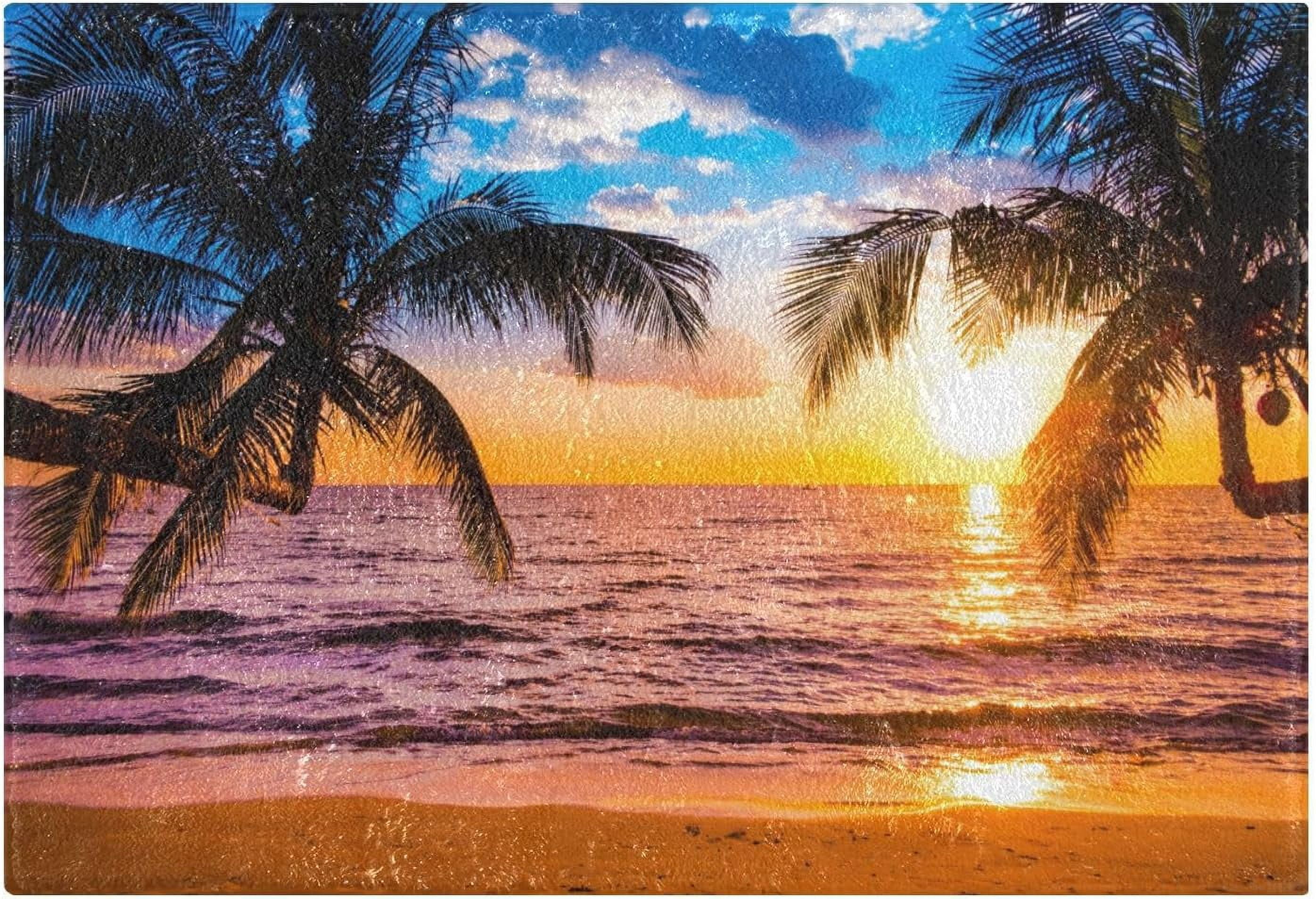 GZHJMY Palm Tree Beach Sunset Summer Bath Mat for Bathroom Rugs ...