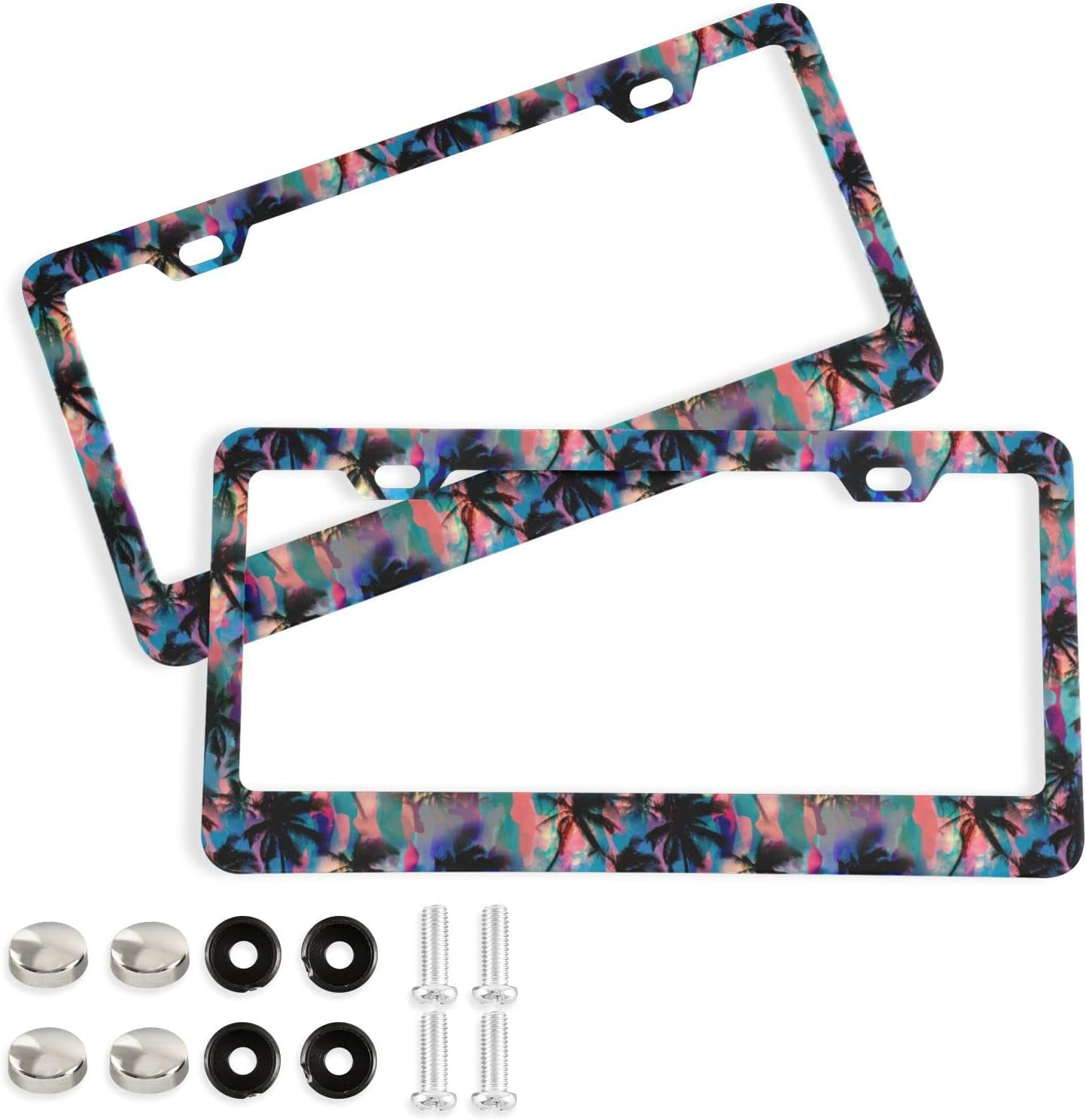 GZHJMY Palm Tree Tropical Colorful Camouflage License Plate Frames for ...