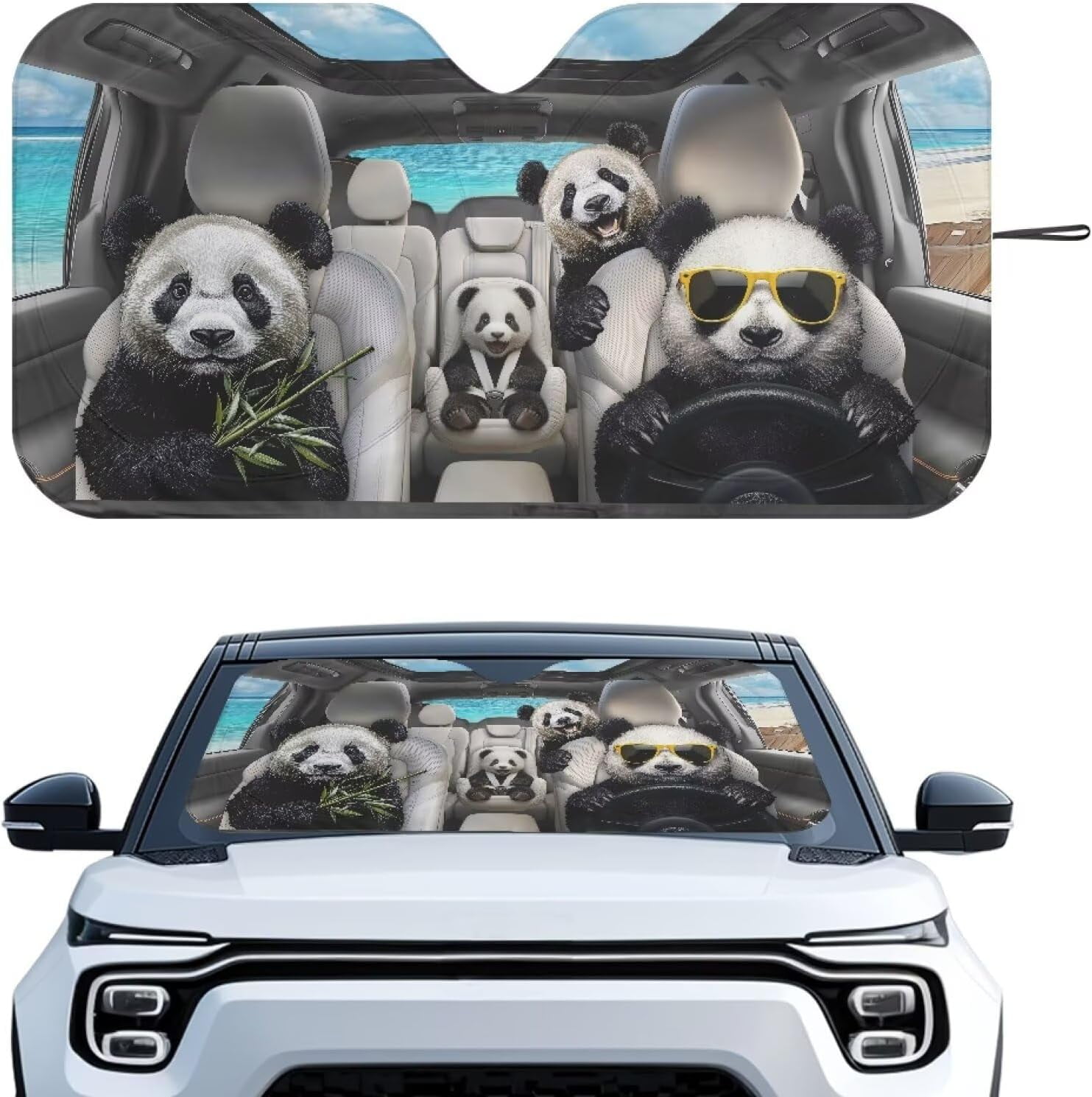 GZHJMY Panda Car Windshield Sun Shade Animals Sun Visor for Car ...
