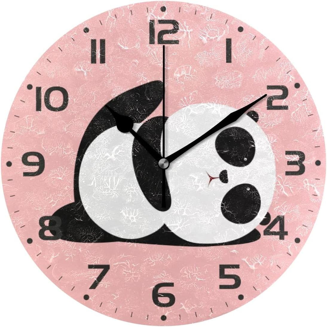 GZHJMY Panda Wall Clock, 10" Silent Non Ticking Round Clock, Oil ...