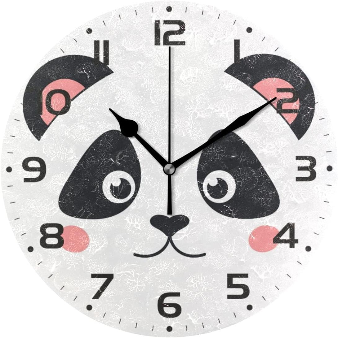 GZHJMY Panda Wall Clock, 10" Silent Non Ticking Round Clock, Oil ...