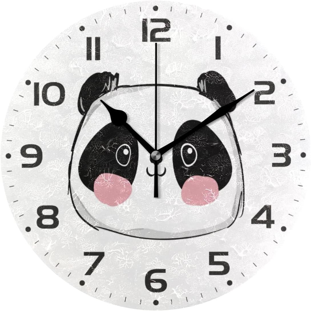 GZHJMY Panda Wall Clock, 10" Silent Non Ticking Round Clock, Oil ...