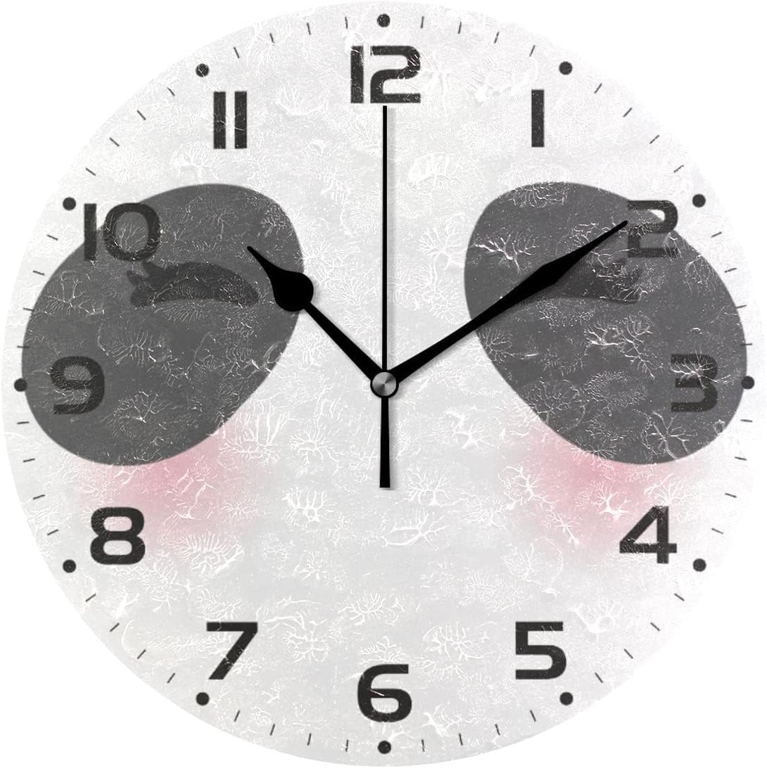 GZHJMY Panda Wall Clock, 10" Silent Non Ticking Round Clock, Oil ...