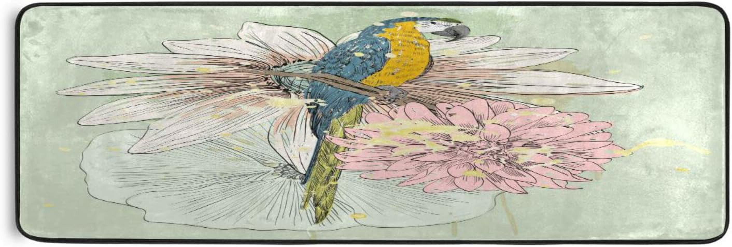 GZHJMY Parrot with Flowers Area Rug - 2' x 6' Washable Runner Rugs with ...