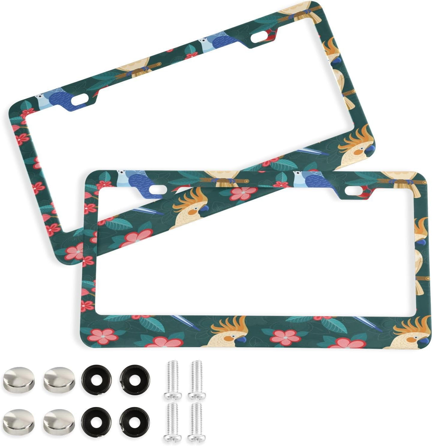 GZHJMY Parrots Pattern License Plate Frames Set of 2, Universal ...