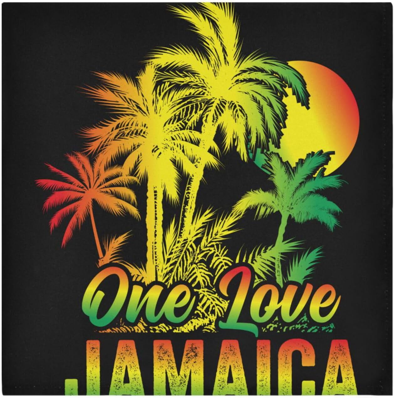 GZHJMY Patriot Cloth Napkin Jamaica One Love Coconut Palm Dining Table ...