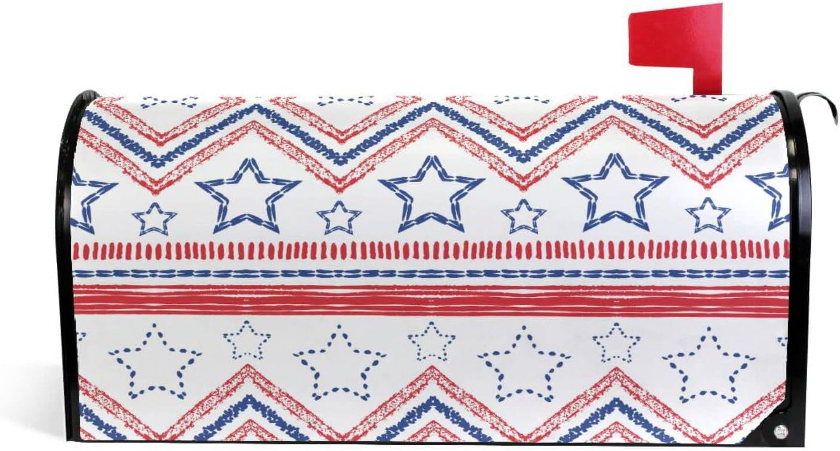 GZHJMY Patriotic Red Blue Stars Magnetic Mailbox Cover Standard Size ...