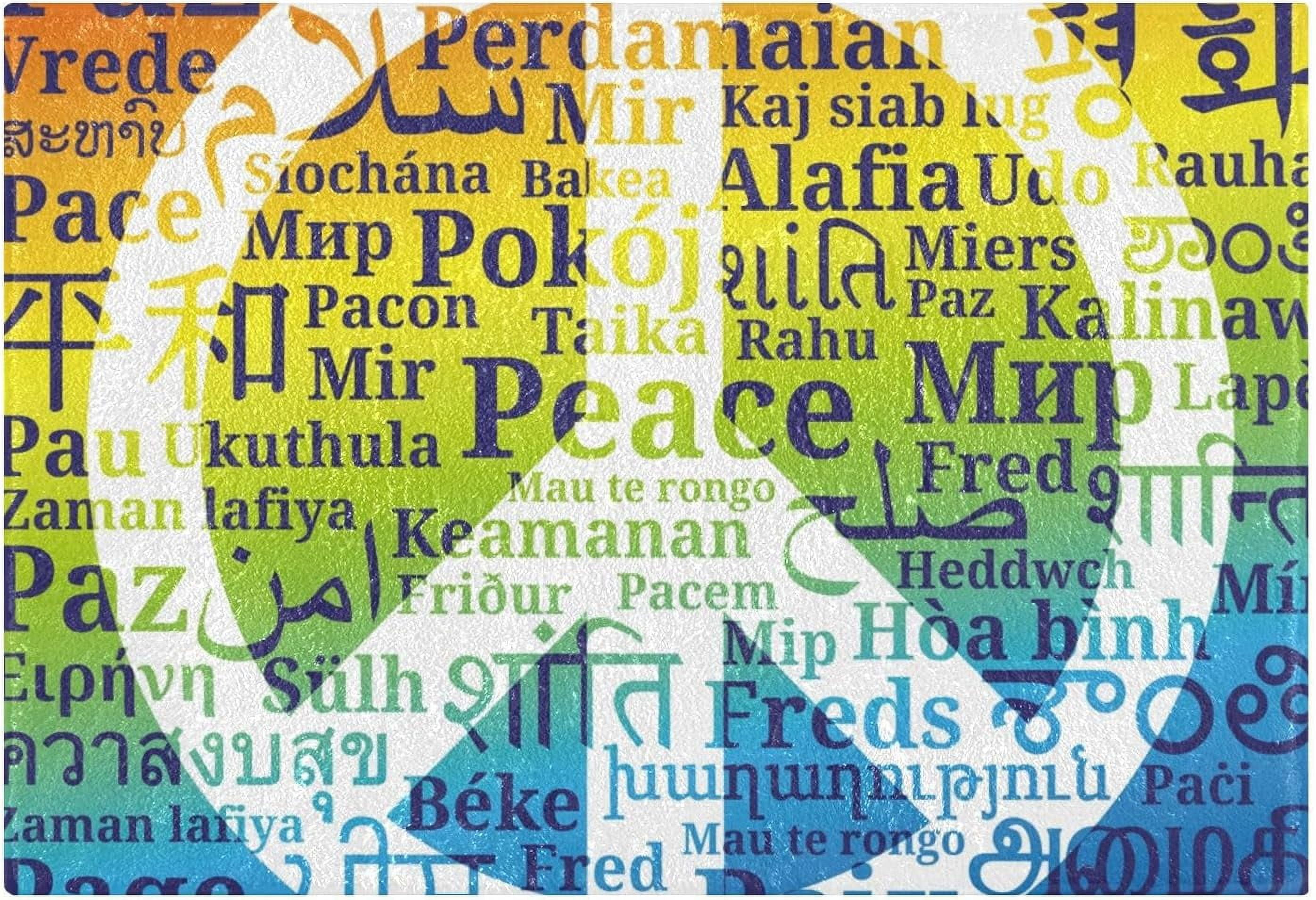 GZHJMY Peace Sign Different Languages of The World on Rainbow Bath Mat ...