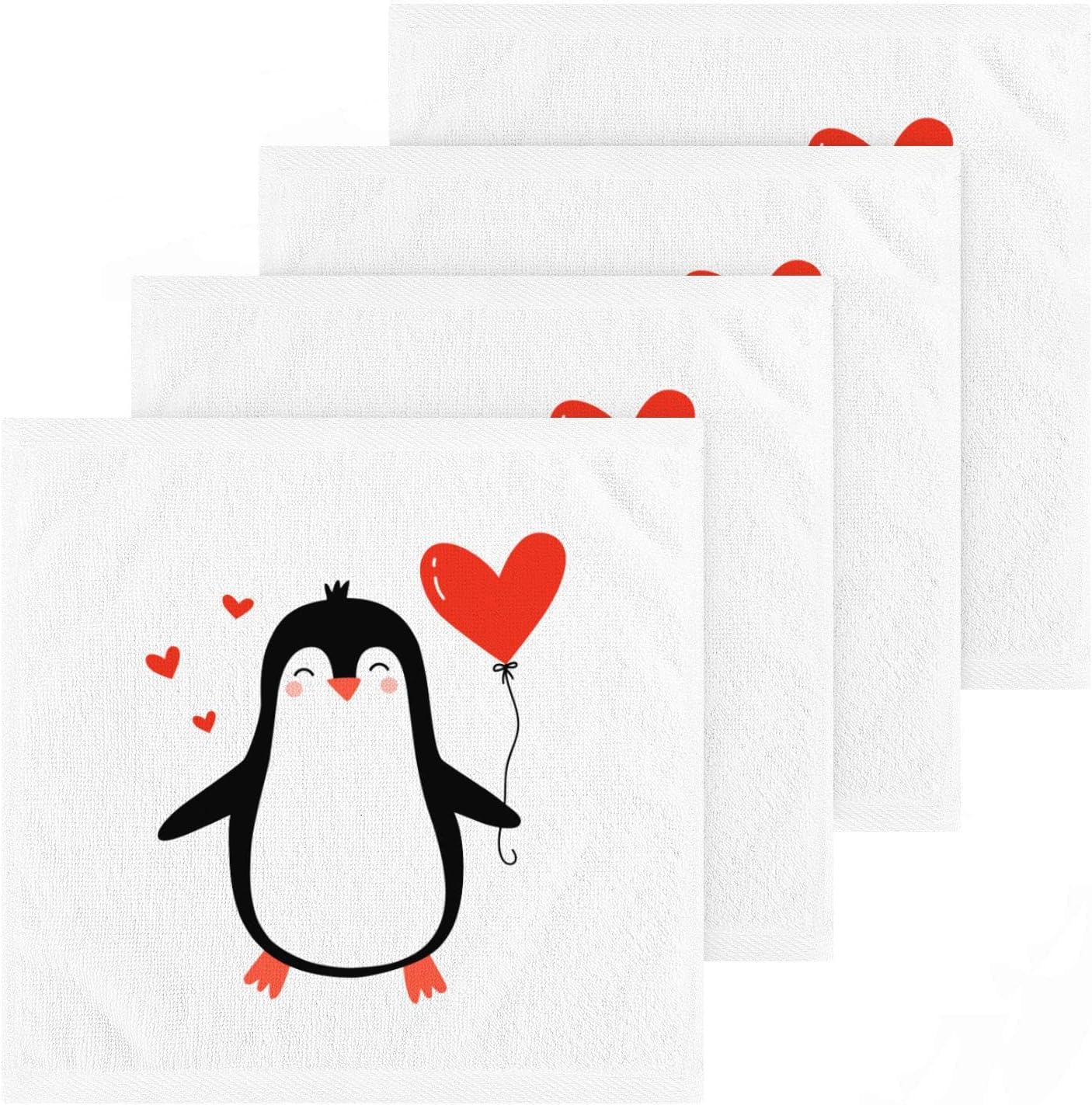 GZHJMY Penguin in Love Cotton Wash Cloths, Facial Cleansing Cloths ...