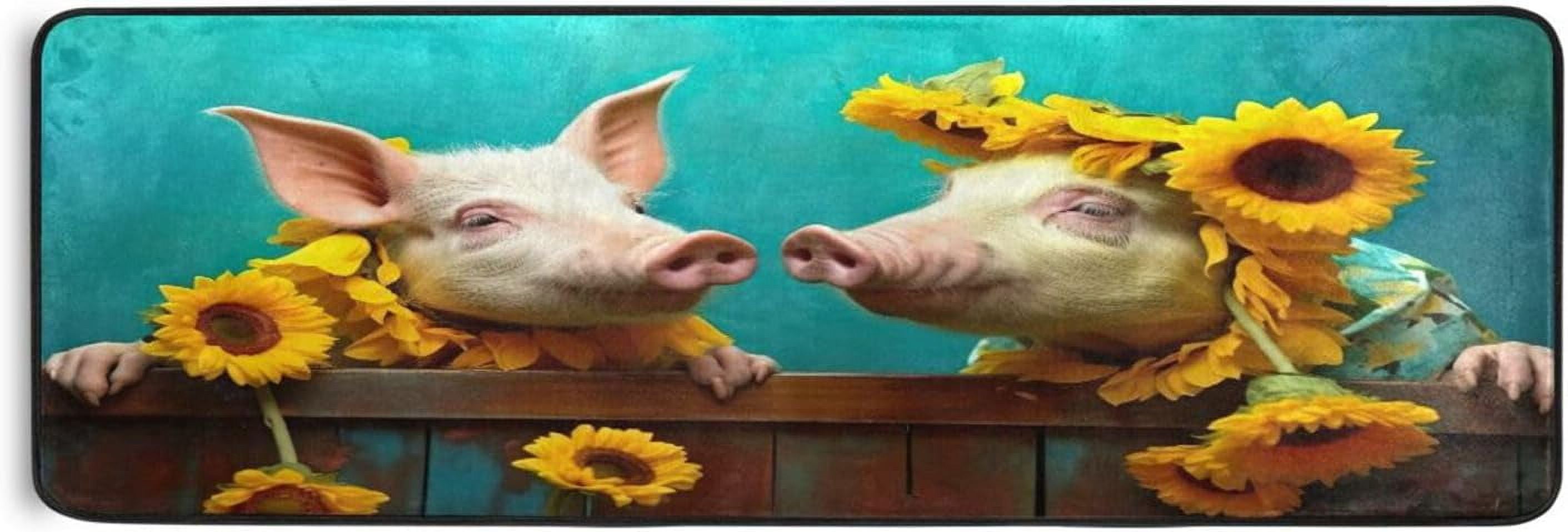 GZHJMY Pig with Sunflower Area Rug - 2' x 6' Washable Runner Rugs with ...