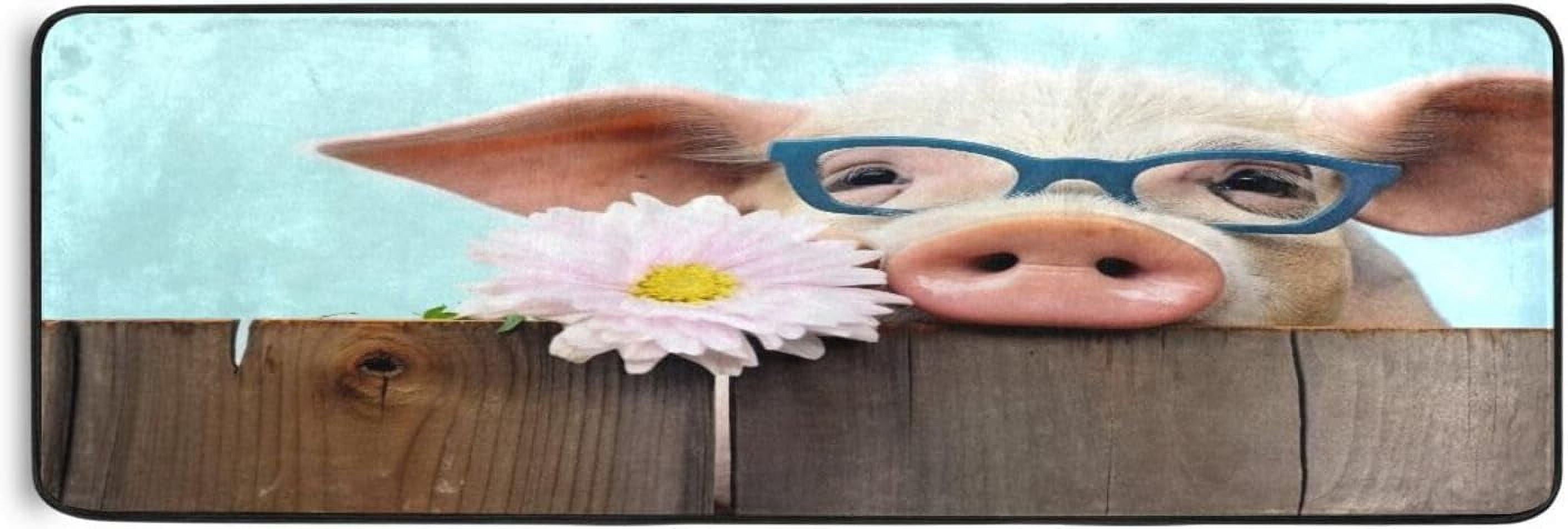 GZHJMY Pig on Wood Area Rug - 2' x 6' Washable Runner Rugs with Rubber ...