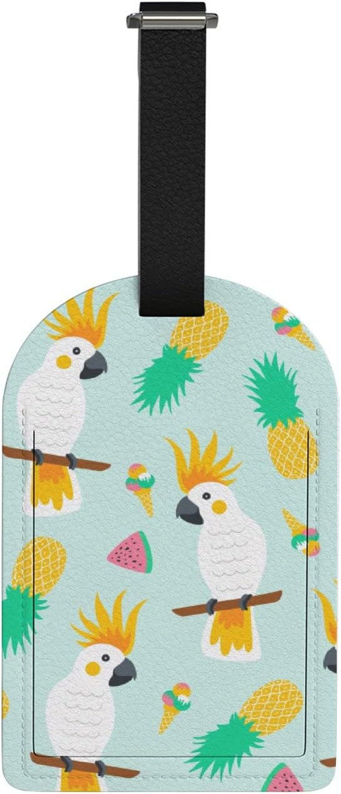 GZHJMY Pineapple Parrot Birds Luggage Tags 1 Piece, PU Leather Travel ...