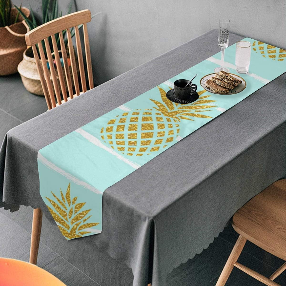 GZHJMY Pineapple Table Runner Dining Table Decor 13" × 70" - Walmart.com