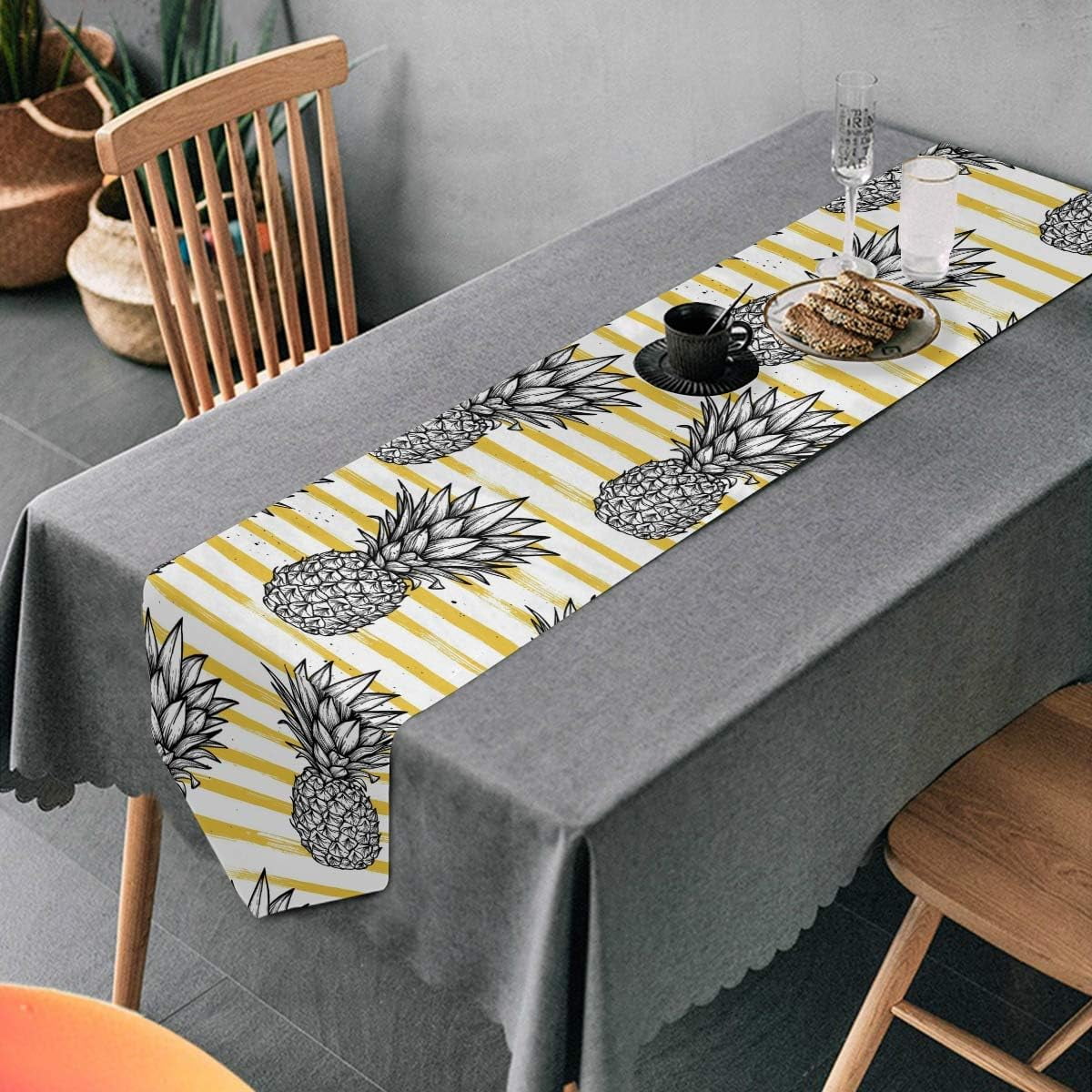 GZHJMY Pineapple Table Runner Dining Table Decor 13" × 90" - Walmart.com