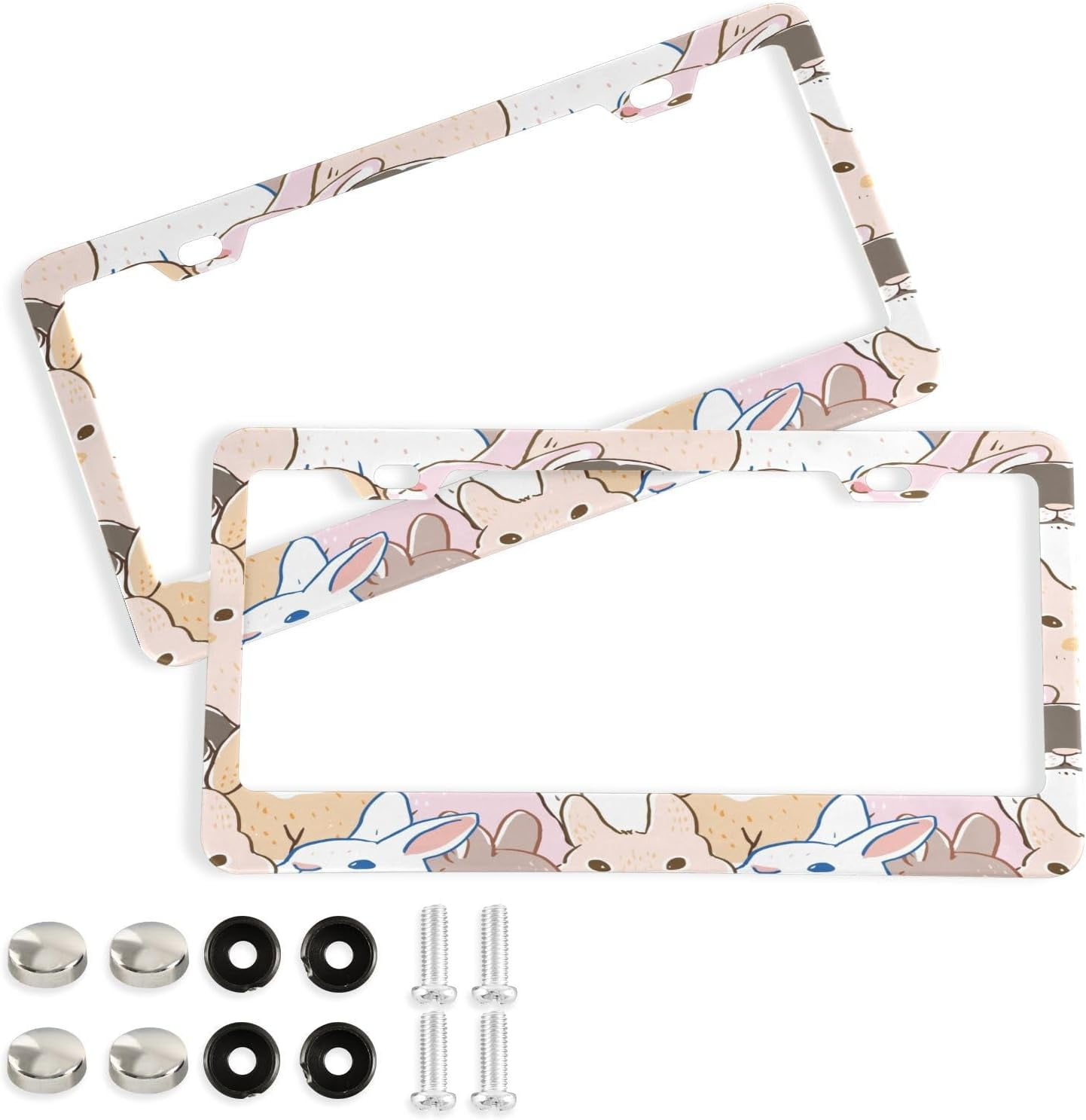 GZHJMY Pink Bunny License Plate Frames Set of 2, Universal Aluminum ...