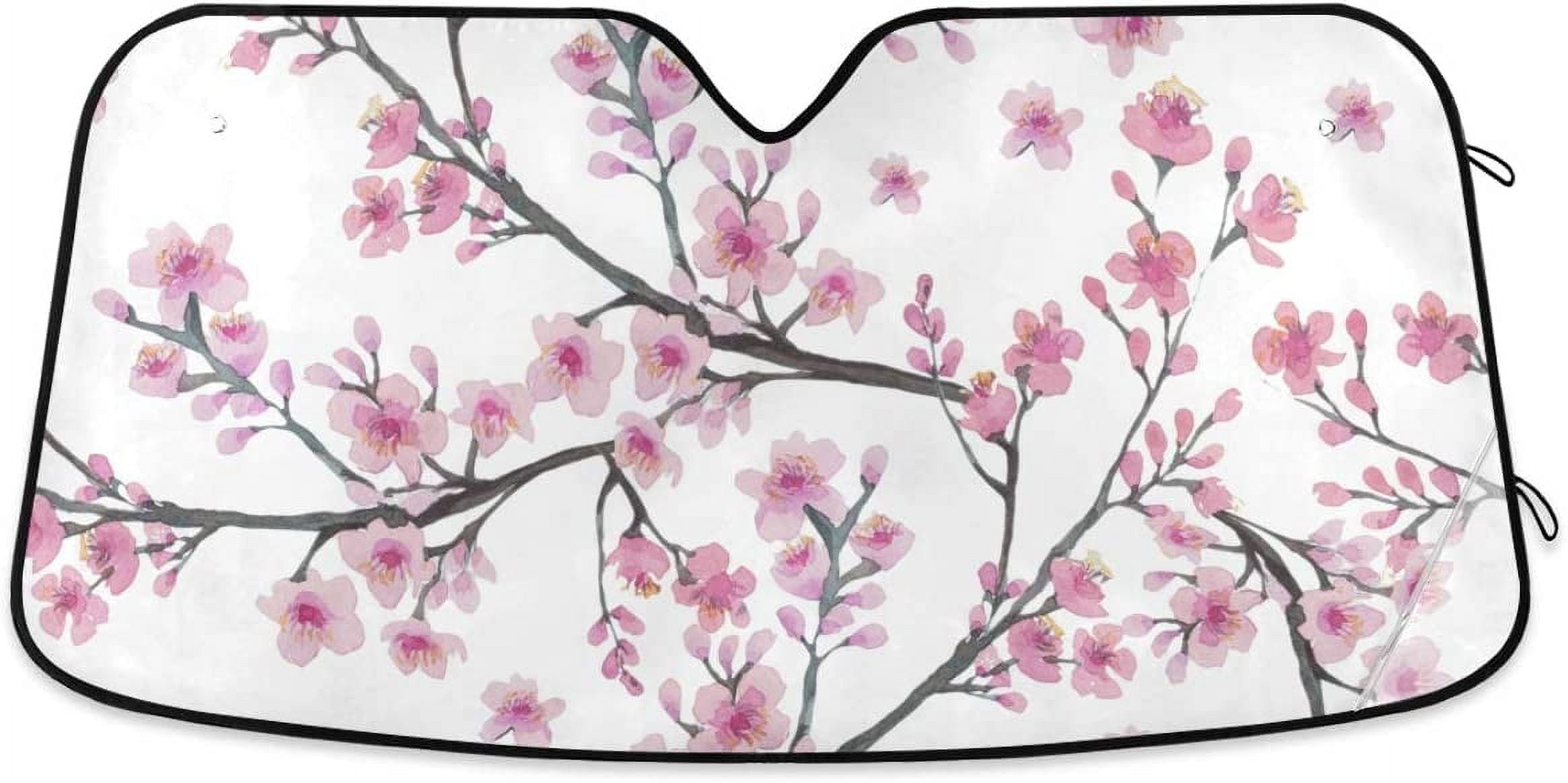 GZHJMY Pink Cherry Blossom Car Windshield Sun Shade Block UV Rays Sun ...