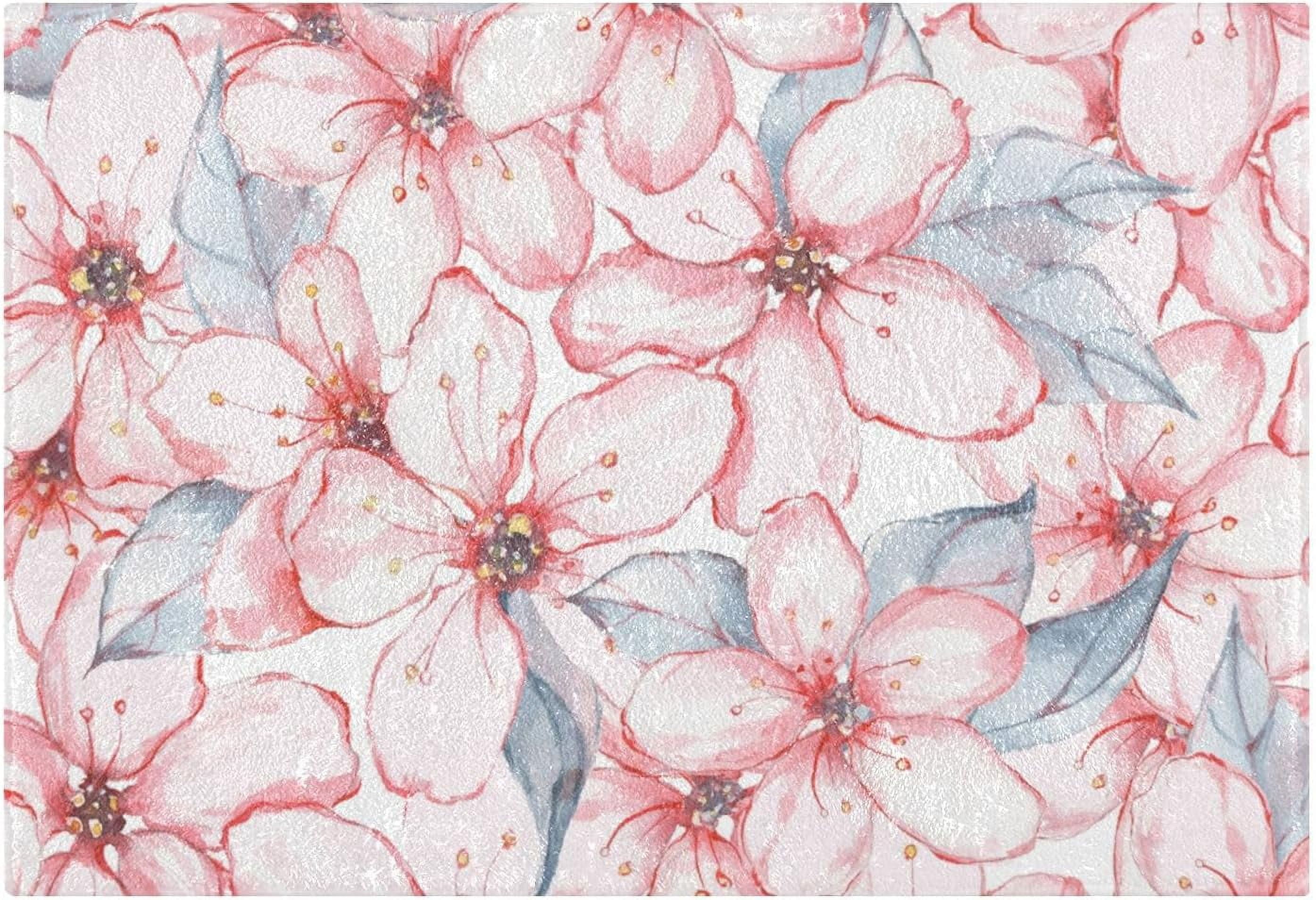 GZHJMY Pink Cherry Blossom Floral Bath Mat for Bathroom Rugs Rectangle ...