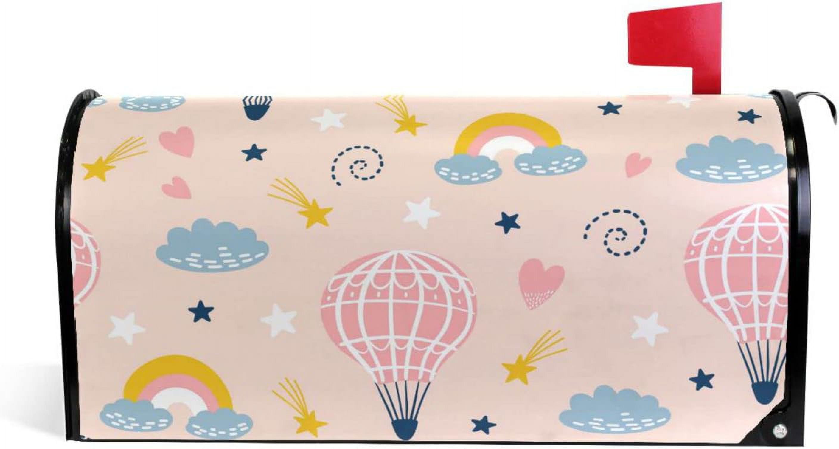 GZHJMY Pink Cute Ballons Rainbows Magnetic Mailbox Cover Large Size ...