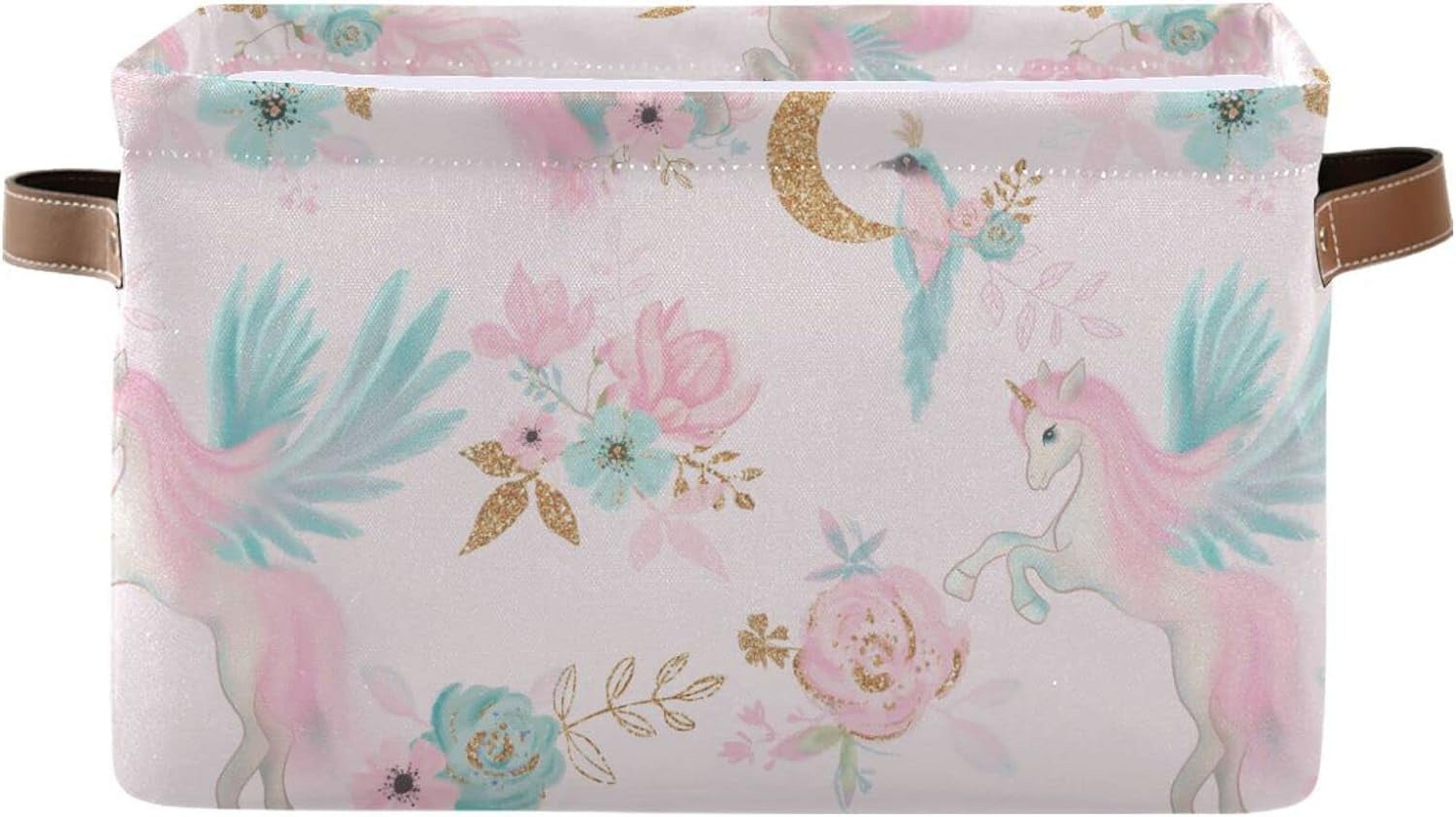 GZHJMY Pink Fairy Tale Magic Garden Shelf Storage Baskets, Foldable ...