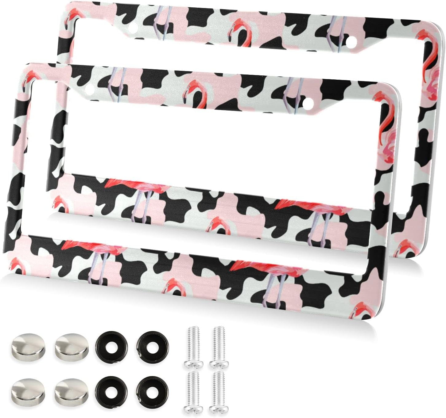 GZHJMY Pink Flamingo on Camo Camouflage License Plate Frames for Women ...