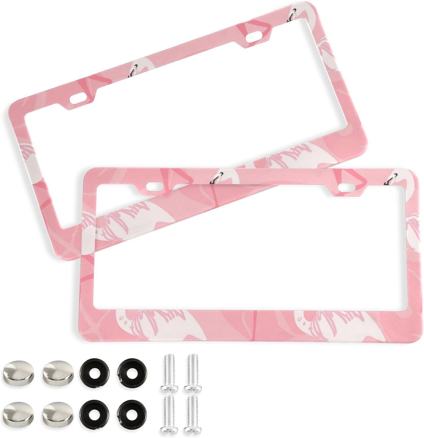 GZHJMY Pink Flamingo License Plate Frames 2pcs, Waterproof Aluminum ...