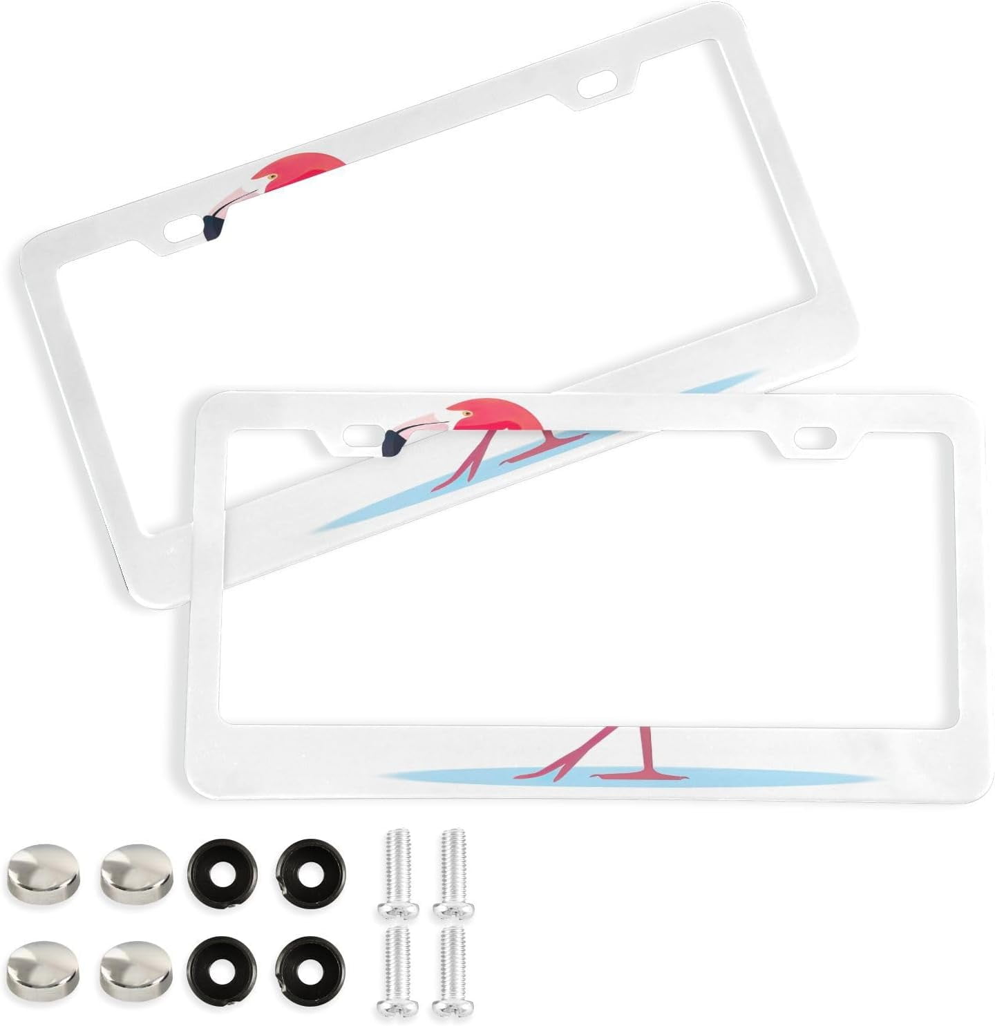 GZHJMY Pink Flamingo License Plate Frames Set of 2, Universal Aluminum ...