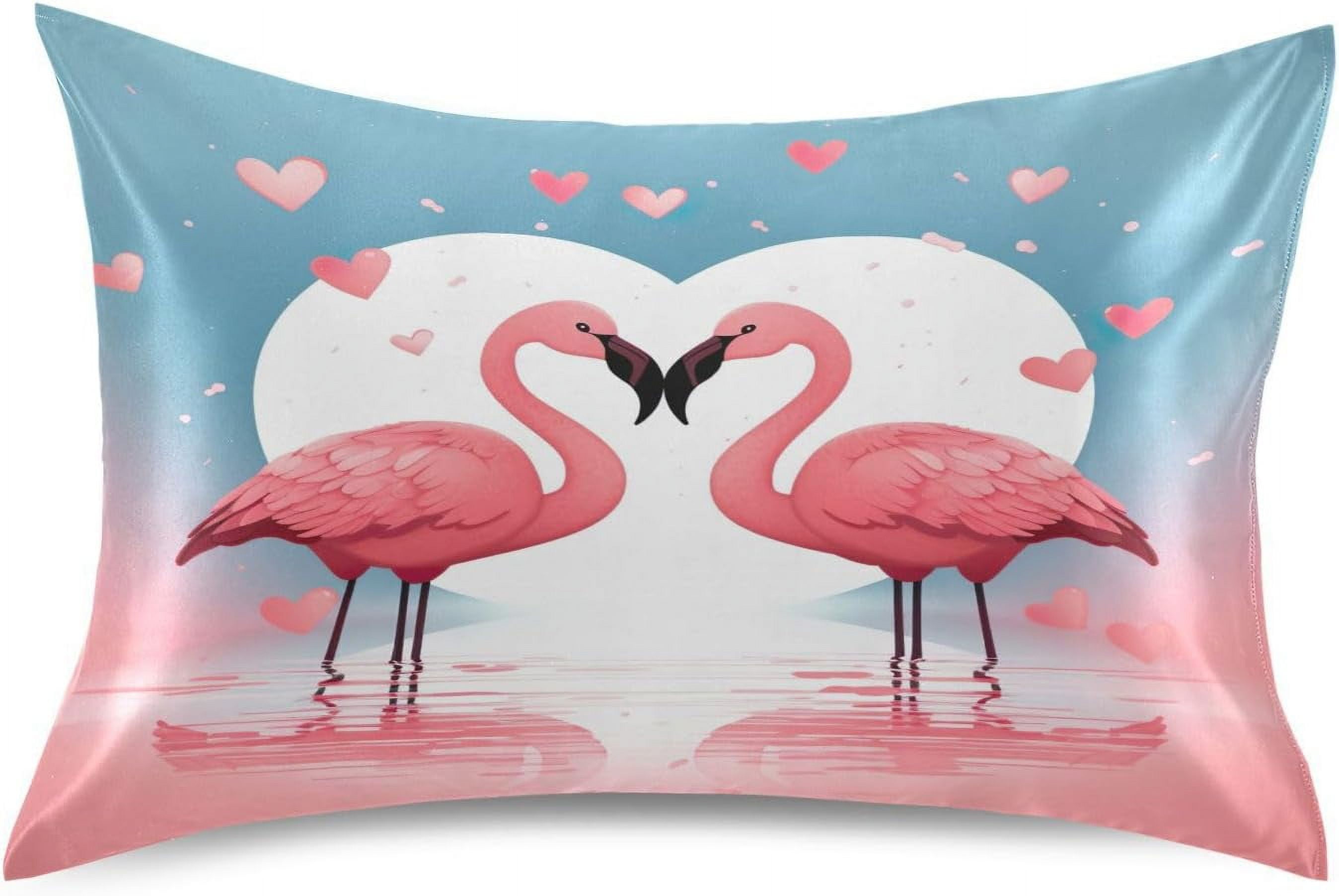 GZHJMY Pink Flamingo Satin Pillowcase, Soft Breathable Silk Pillow Case ...