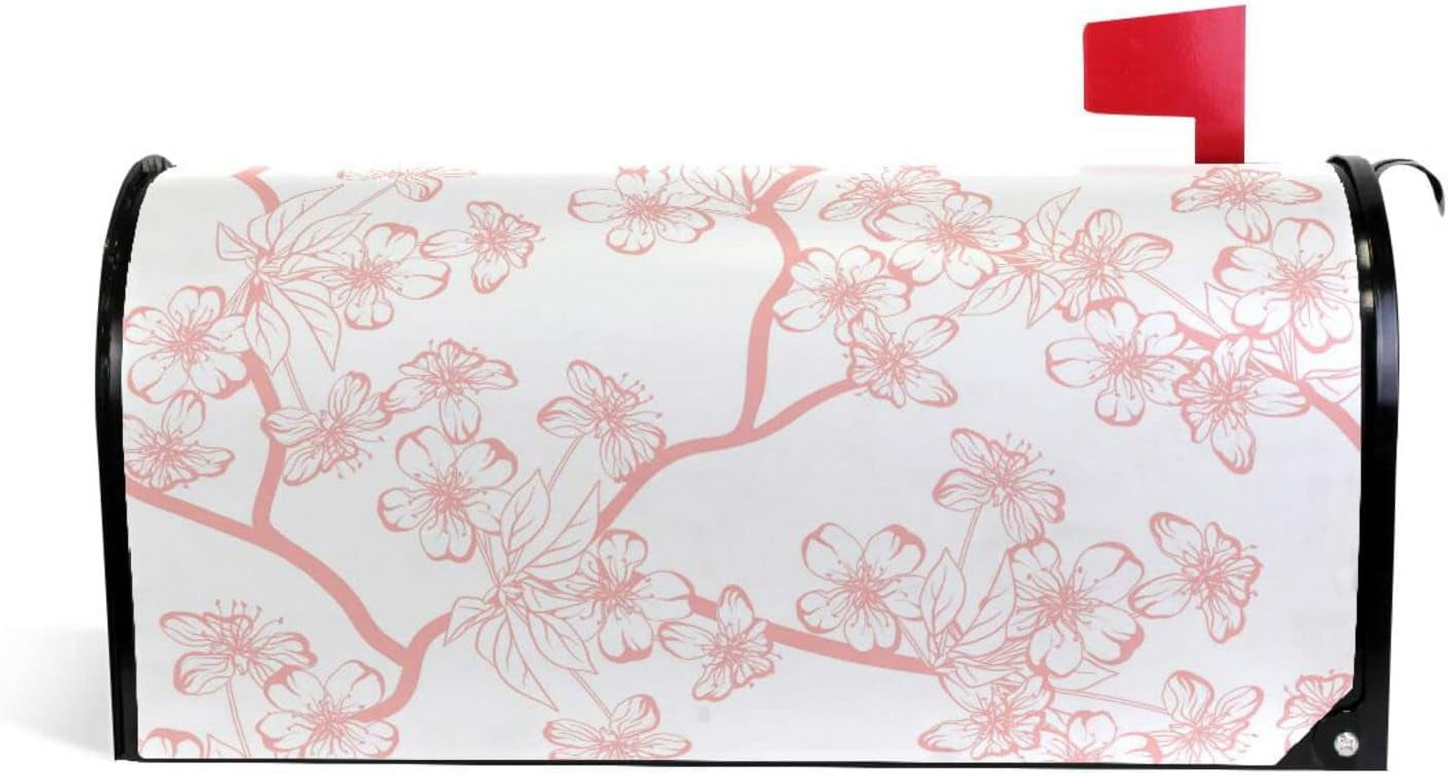 GZHJMY Pink Flower Cherry Blossom Flower Magnetic Mailbox Cover Large ...