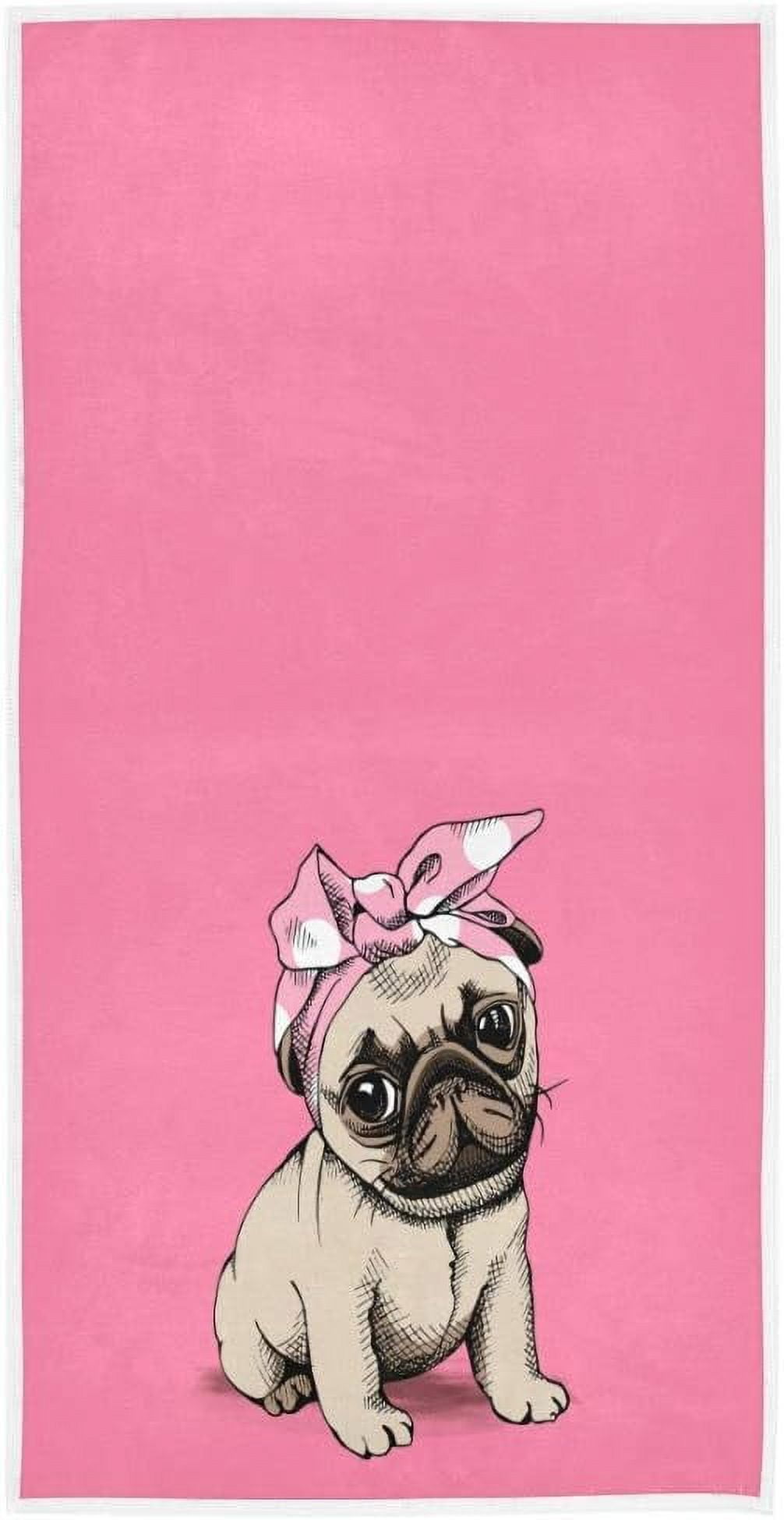 GZHJMY Pink Headband Pug Hand Towels for Bathroom Guest Towels ...