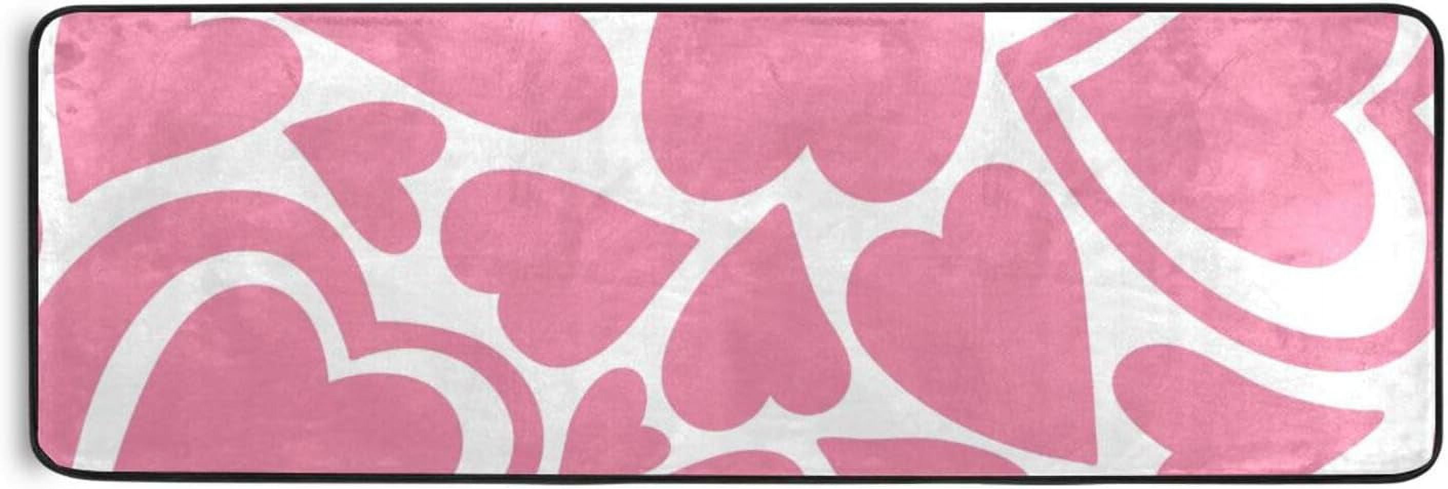 GZHJMY Pink Heart Printing Area Rug - 2' x 6' Washable Runner Rugs with ...