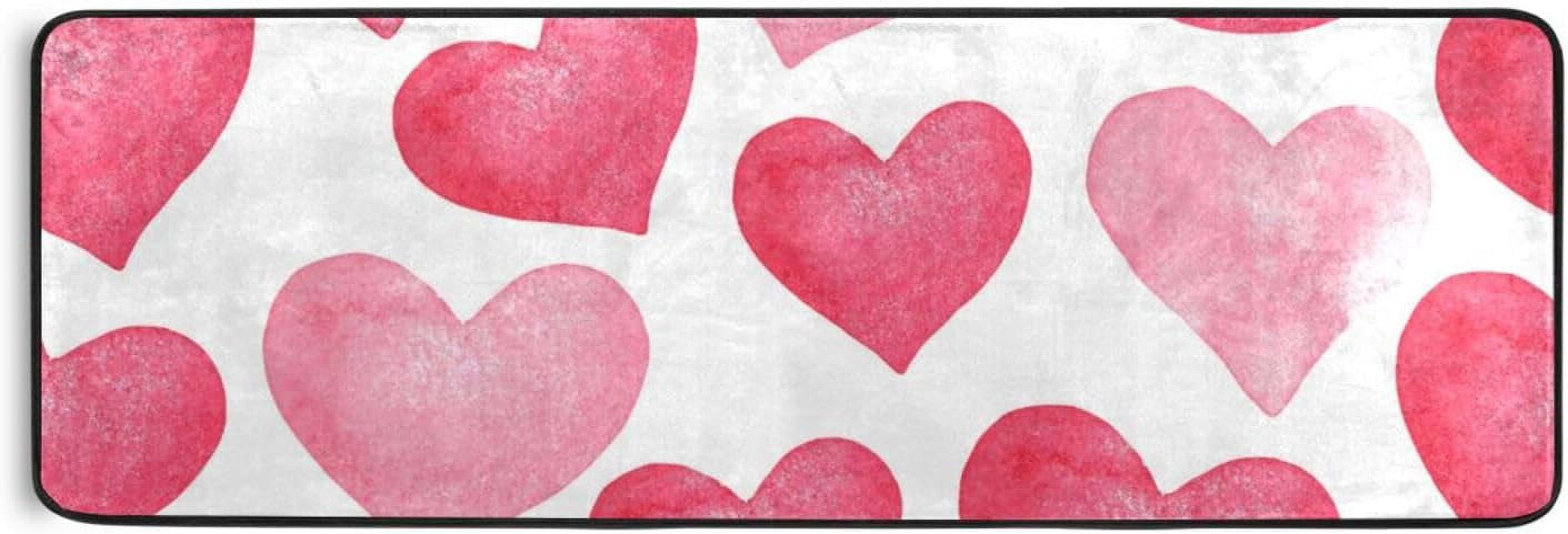 GZHJMY Pink Heart Printing Area Rug - 2' x 6' Washable Runner Rugs with ...
