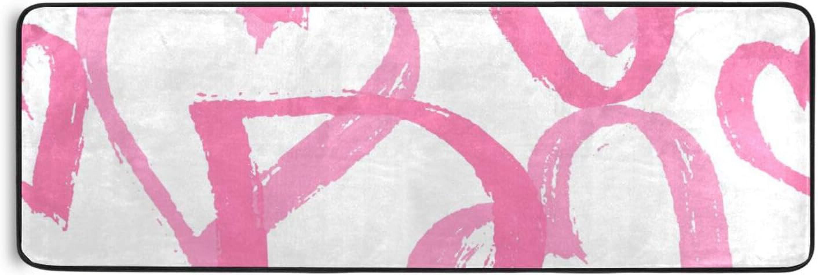 GZHJMY Pink Heart Printing Area Rug - 2' x 6' Washable Runner Rugs with ...