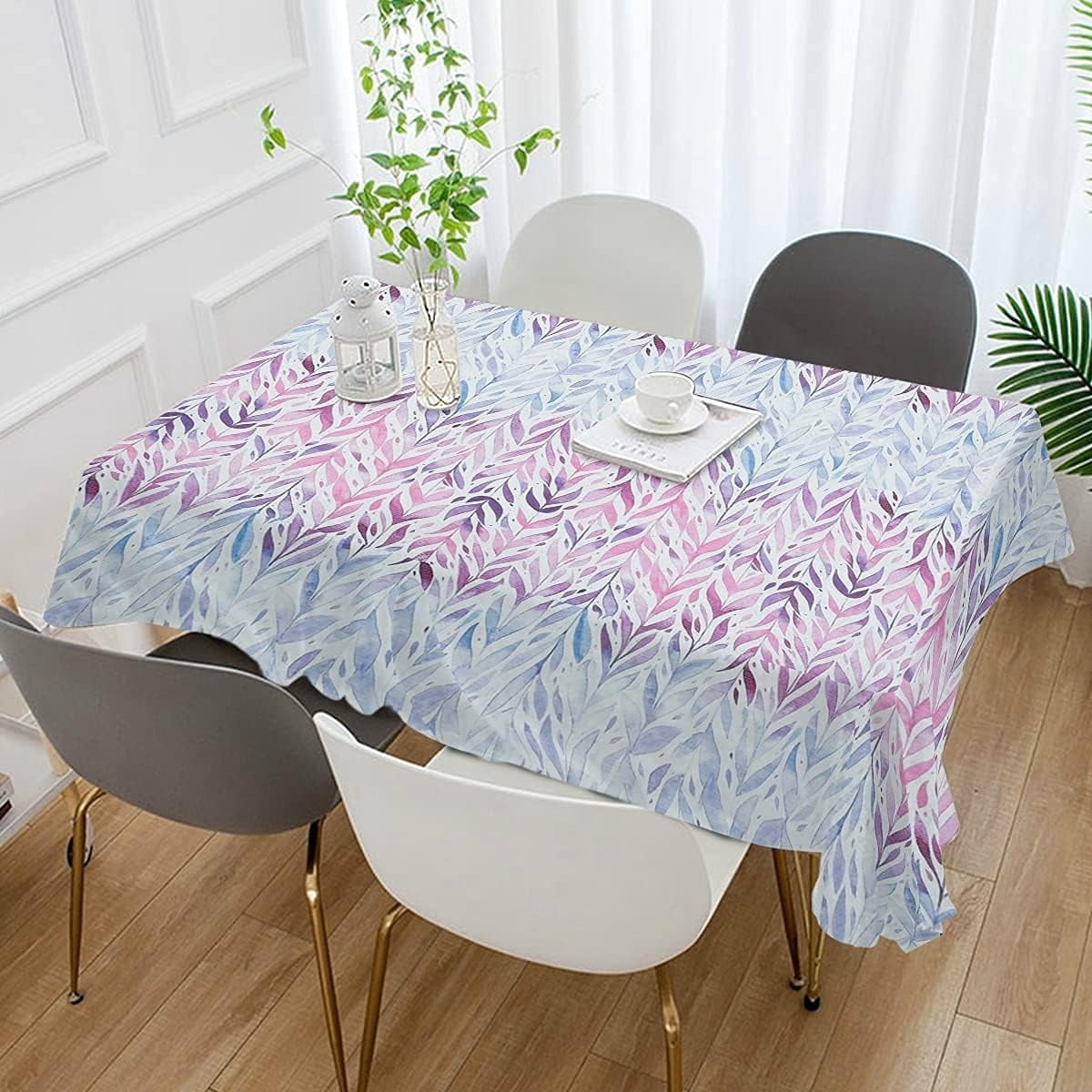 GZHJMY Pink Heart-Shaped Leaves Tablecloth - Gradient Leaves ...