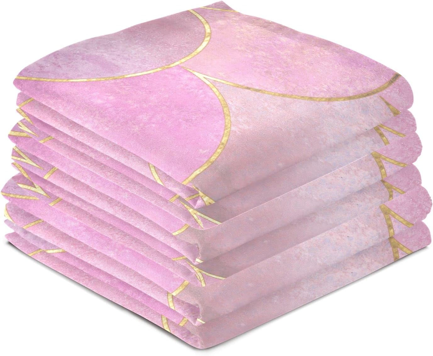 GZHJMY Pink Mermaid Fish Scale Kitchen Towels Set of 6 Dishcloths Hand ...