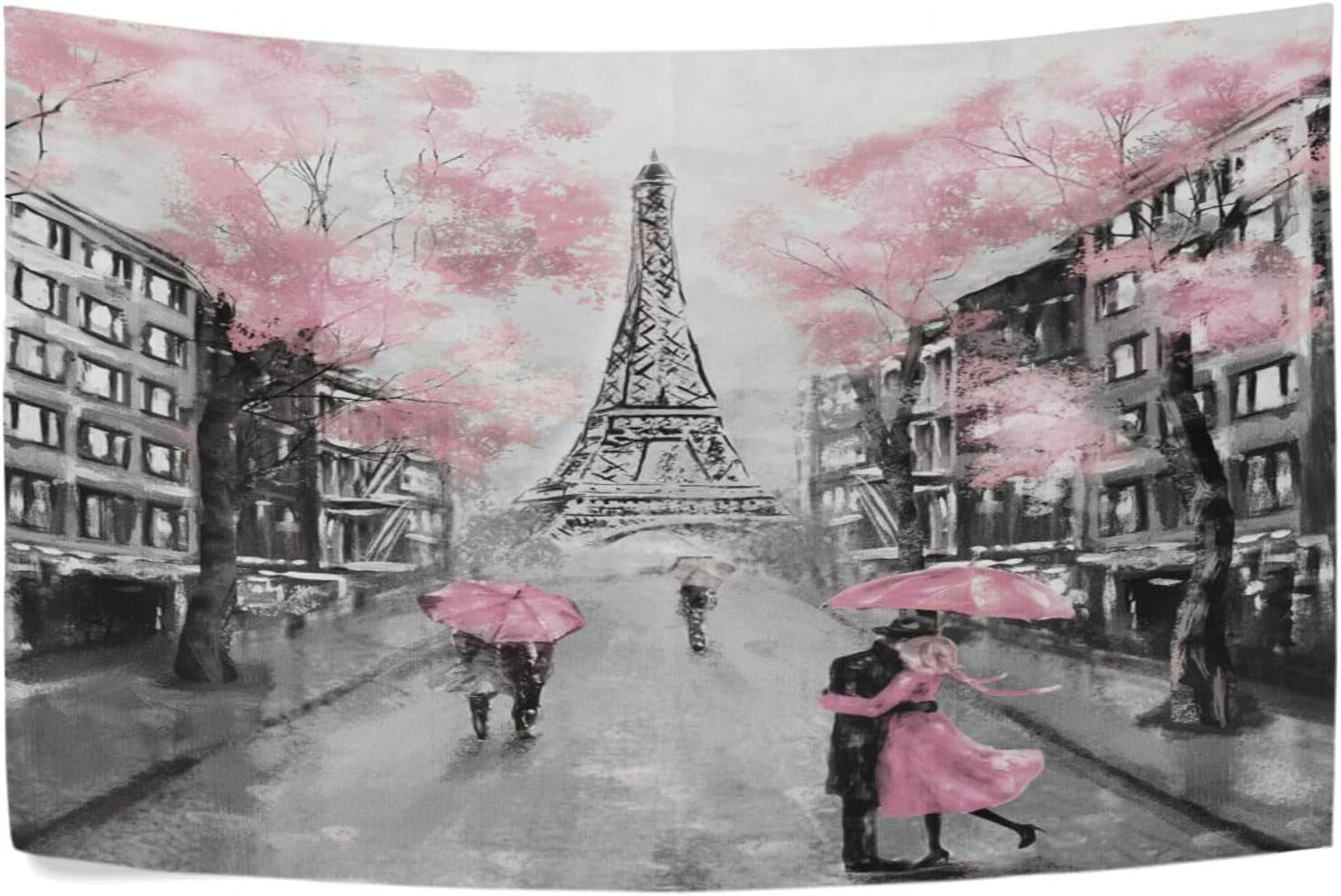 GZHJMY Pink Paris Tower Tapestry Aesthetic Tapestry for Bedroom ...