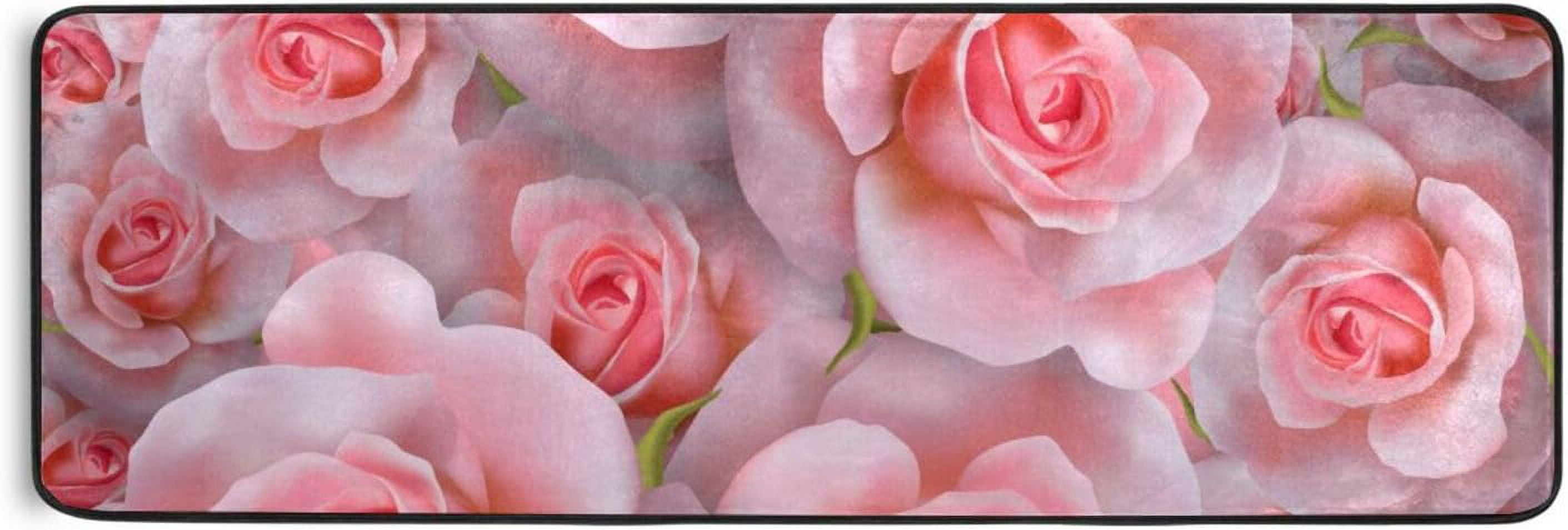 GZHJMY Pink Rose Area Rug - 2' x 6' Washable Runner Rugs with Rubber ...