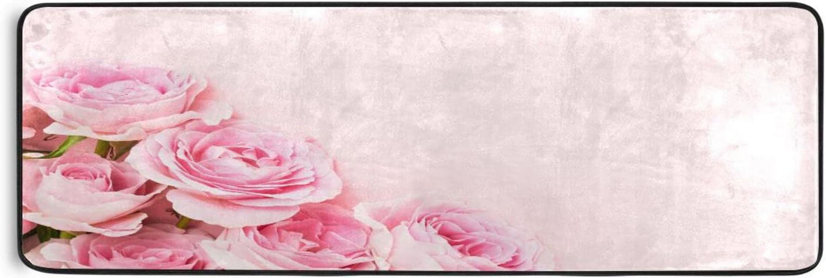GZHJMY Pink Roses Area Rug - 2' x 6' Washable Runner Rugs with Rubber ...